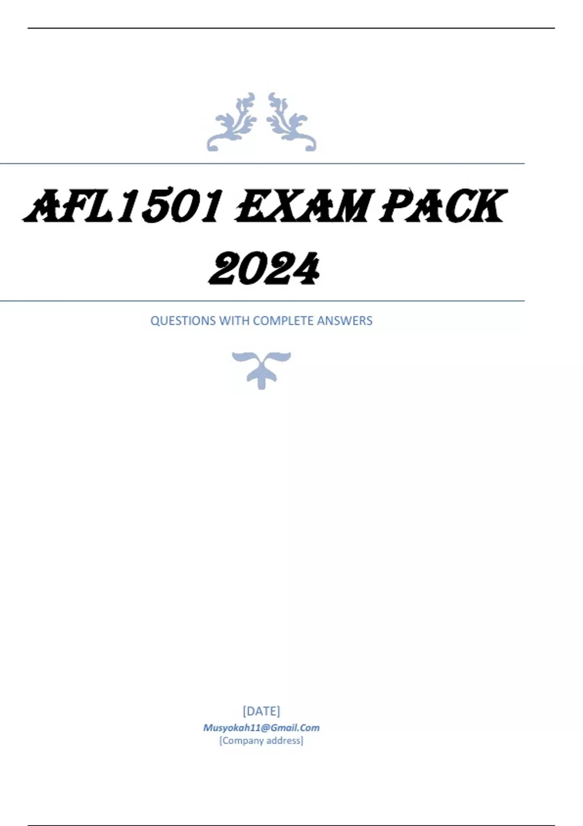 AFL1501 EXAM PACK 2024 - AFL1501 (AFL1501) - Stuvia SA