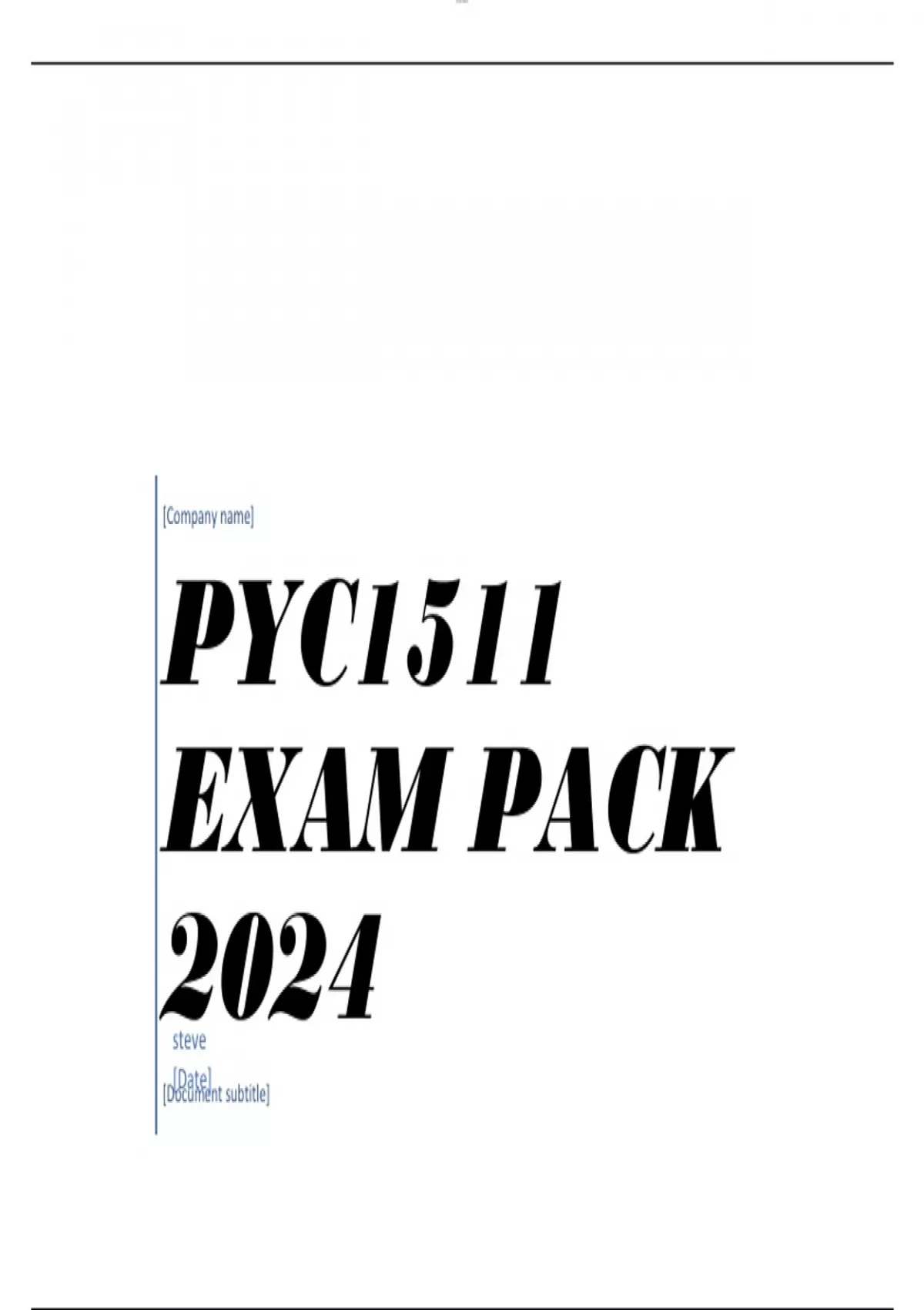 PYC1511 EXAM PACK 2024 - PYC1511 (PYC1511) - Stuvia SA