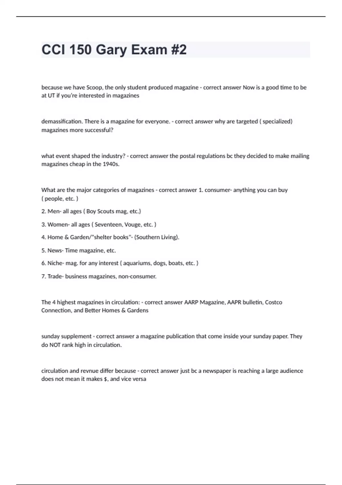 UTK CCI 150 Liberty University -CCI 150 Gary Exam #2 questions with answers - UTK CCI 150 ...