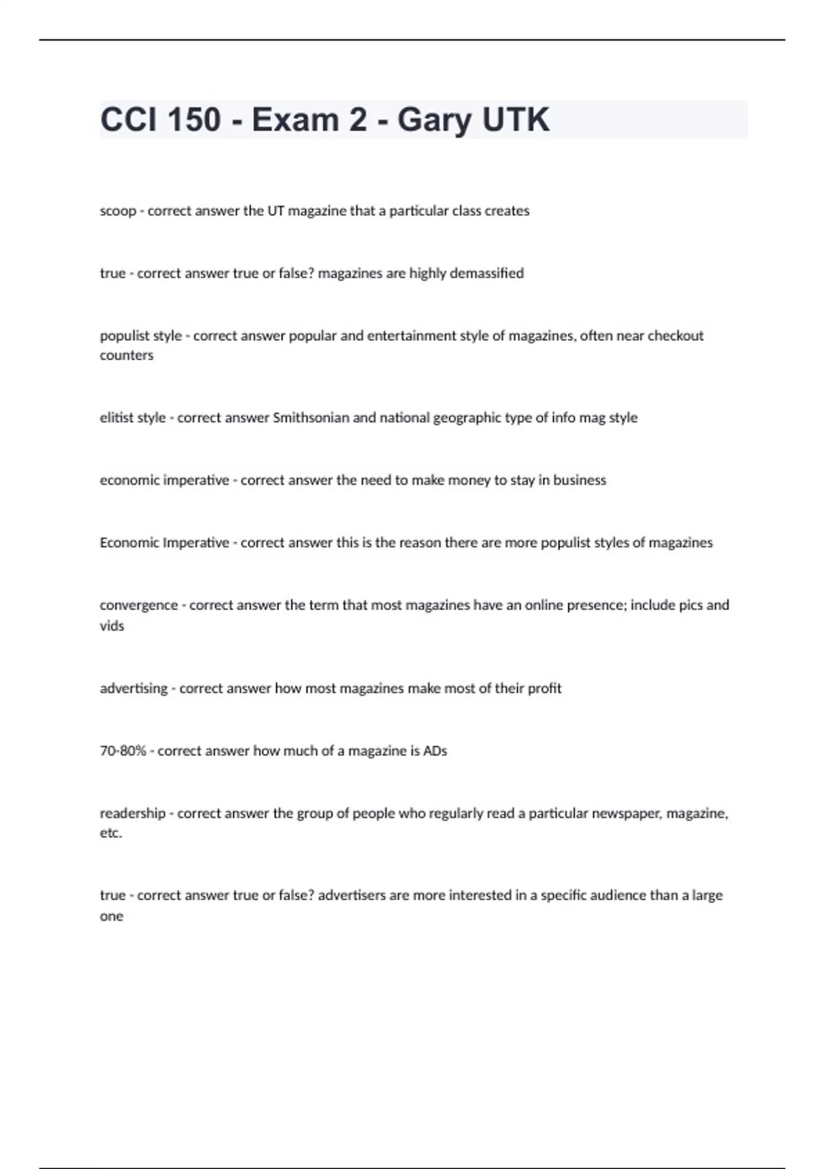 UTK CCI 150 Liberty University -CCI 150 - Exam 2 - Gary UTK with ...