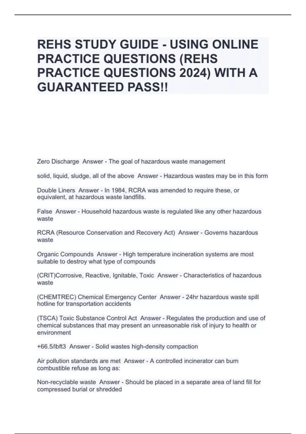 REHS STUDY GUIDE - USING ONLINE PRACTICE QUESTIONS (REHS PRACTICE ...