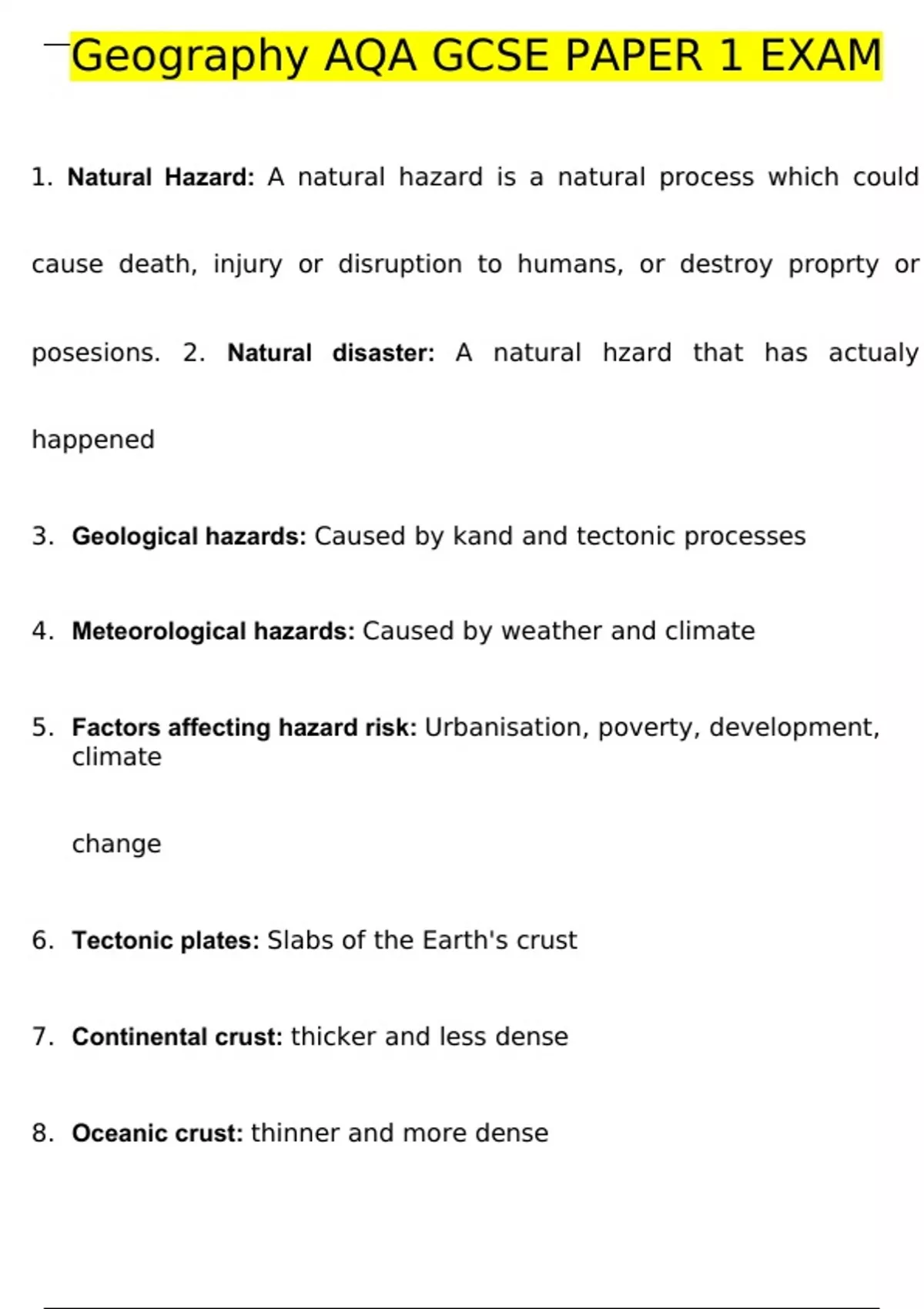 Stuvia-2166683-aqa-gcse-geography-80351-paper-1-living-with-the-physical-environment- Questions ...