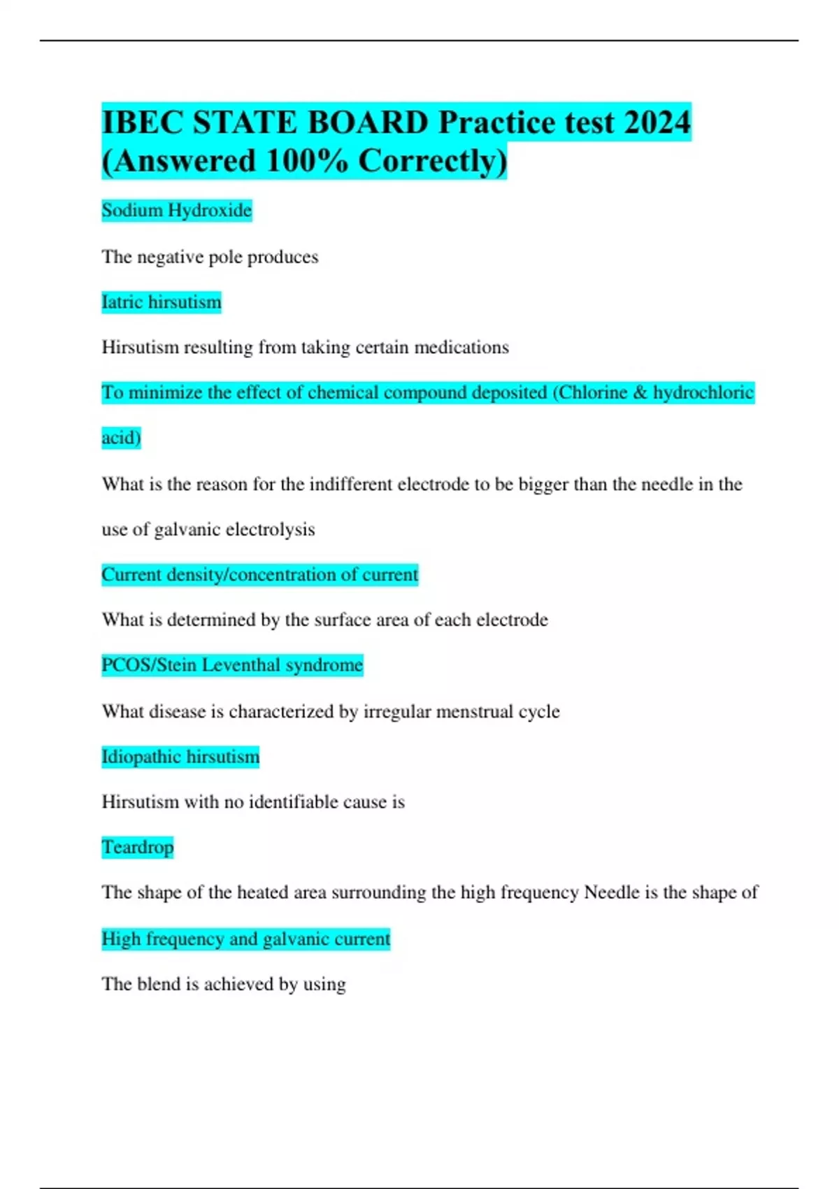 IBEC STATE BOARD Practice test 2024 (Answered 100% Correctly) - IBEC ...