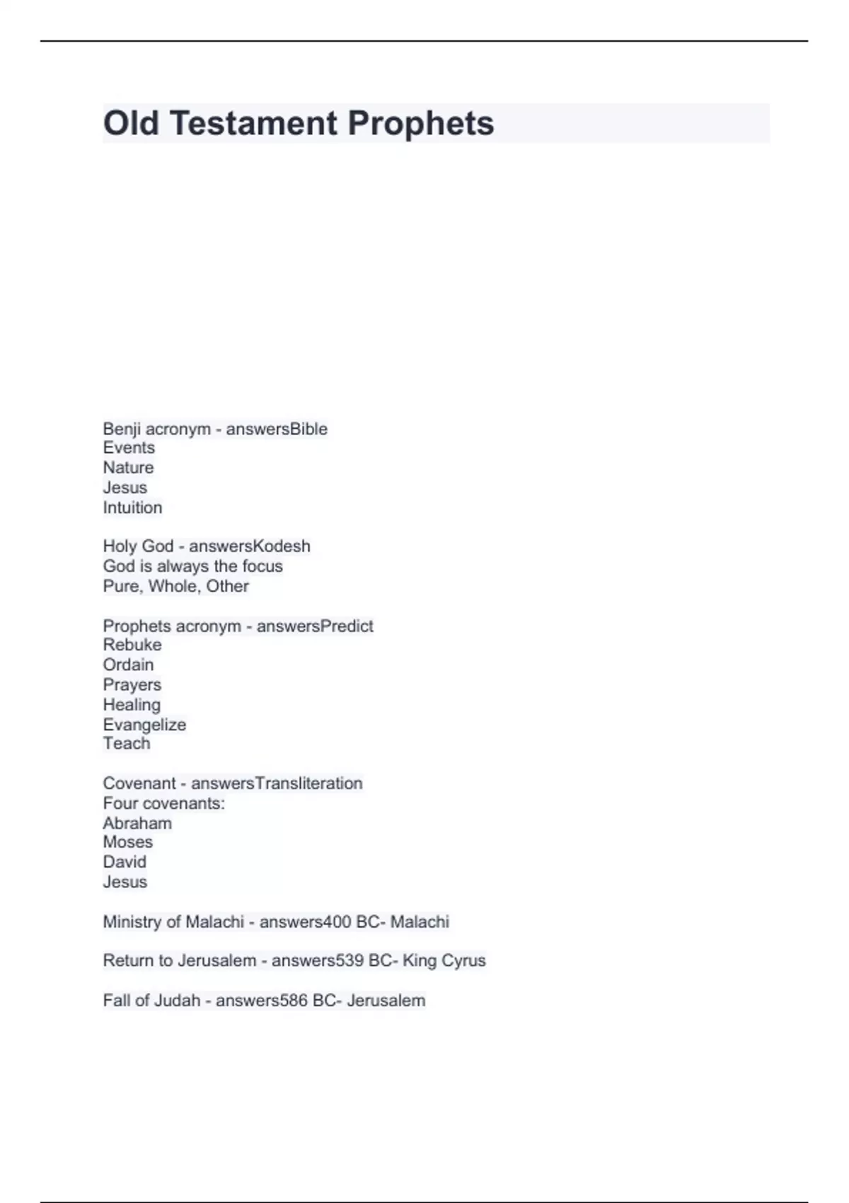 Old Testament Prophets questions with 100% accurate answers - General ...