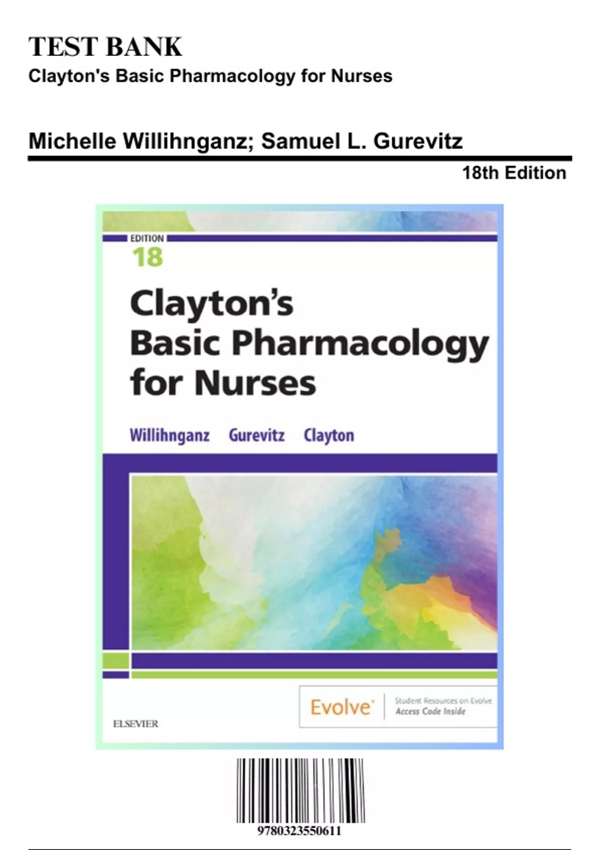 Test Bank: Clayton's Basic Pharmacology for Nurses 18th Edition by ...