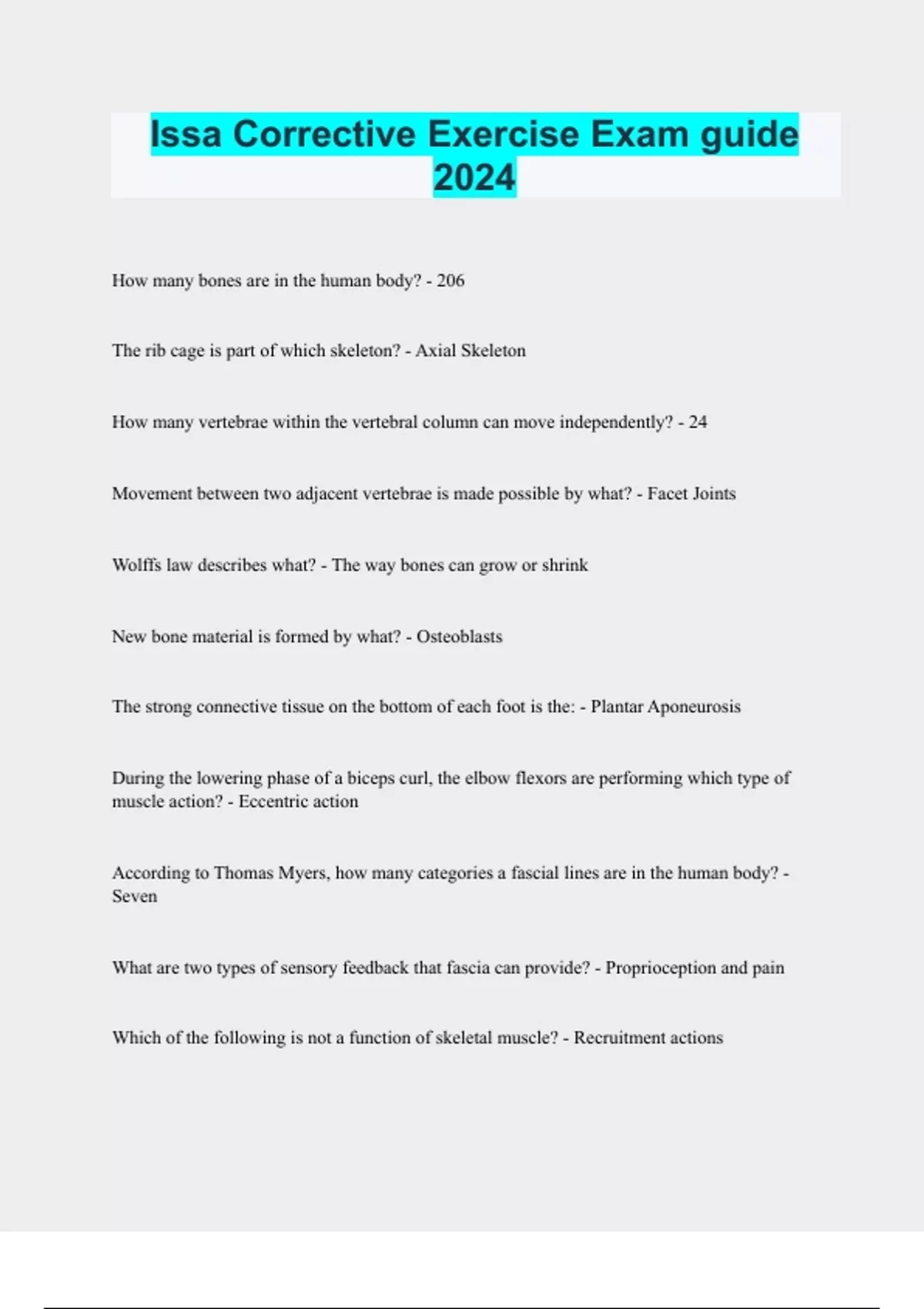 Issa Corrective Exercise Exam guide 2024 - Issa - Stuvia US