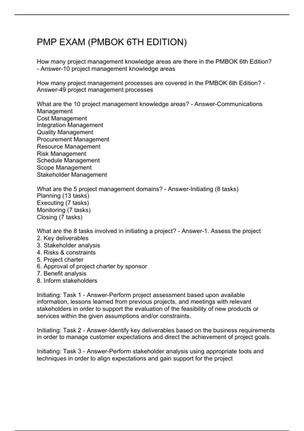 PMP Exam (PMBOK 6th Edition) - PMP - Stuvia US