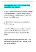 HIPAA and Privacy Act Training -JKO questions and answers - ACT - Stuvia US