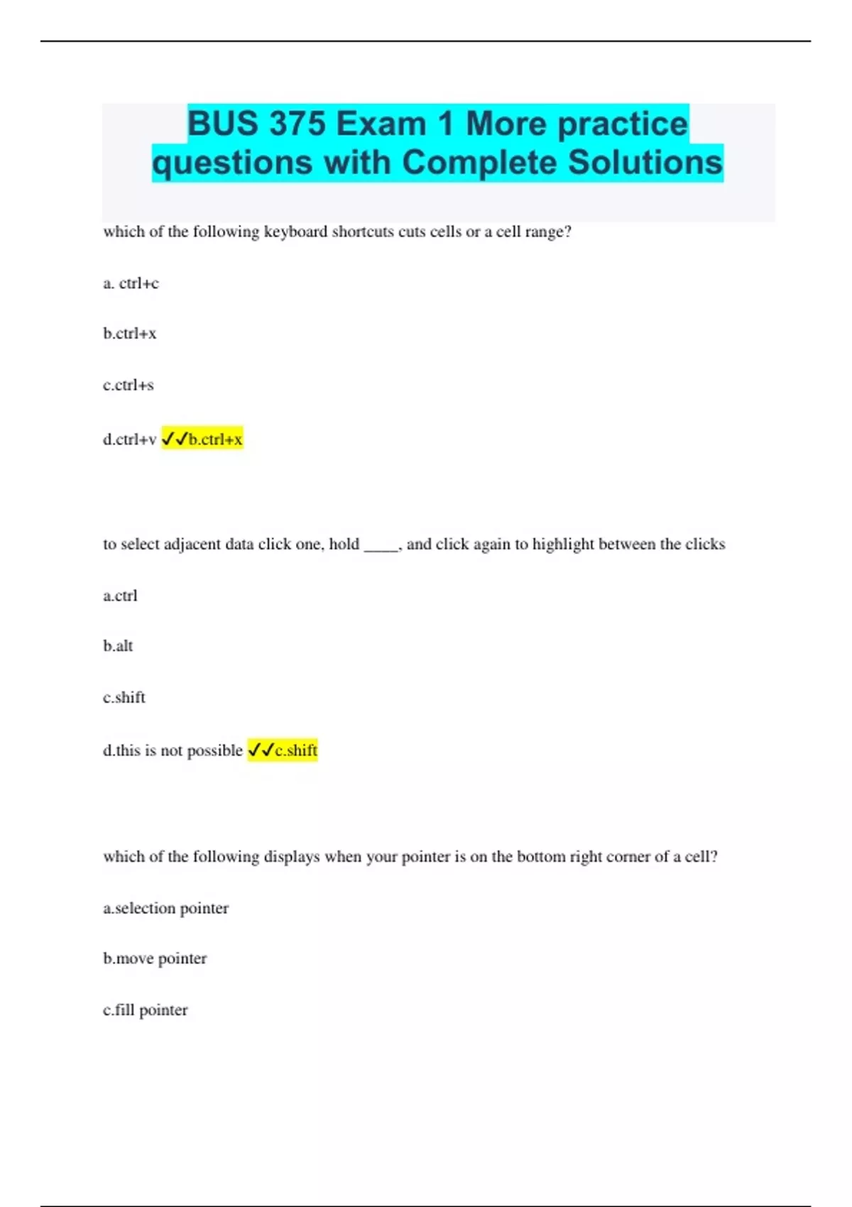 BUS 375 Exam 1 More practice questions with Complete Solutions - BUS ...