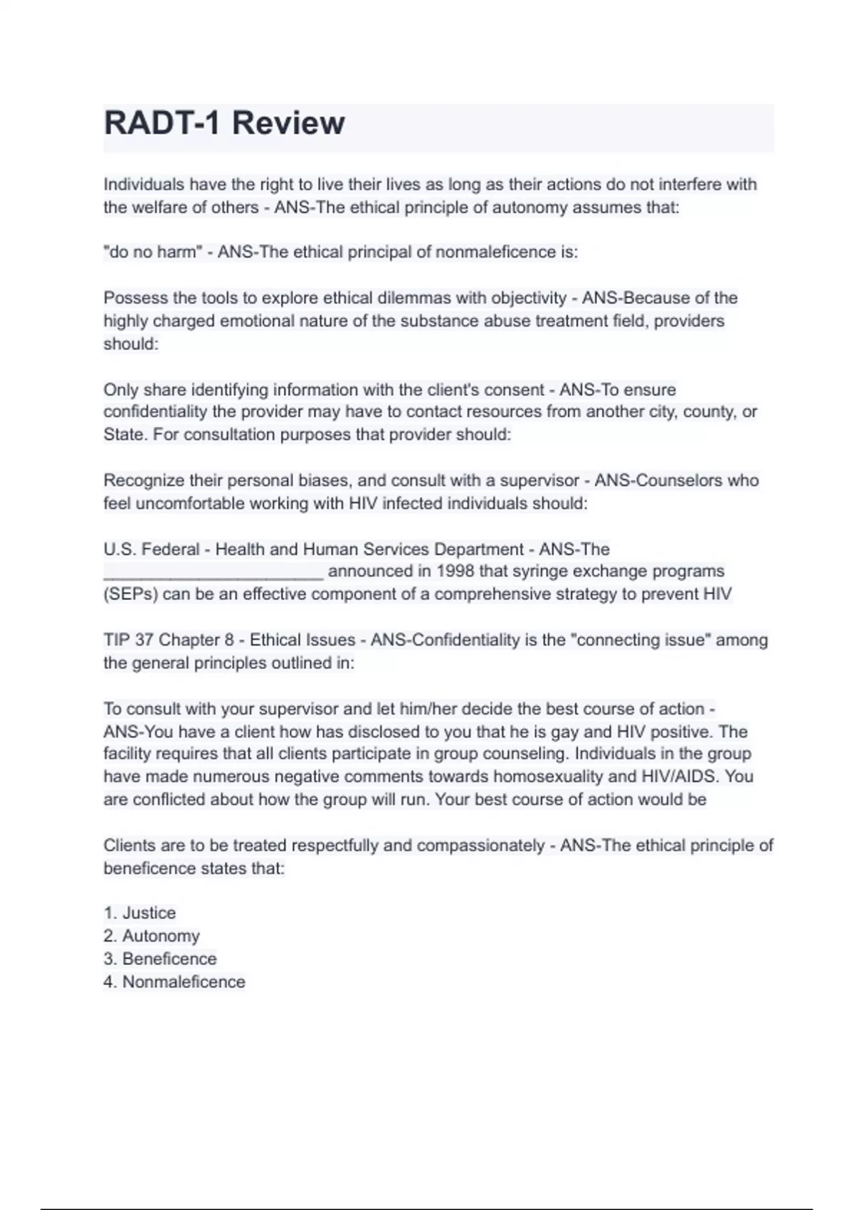 RADT BIOLOGY TEST #1 SELF TEST with complete solutions - RADT - Stuvia US