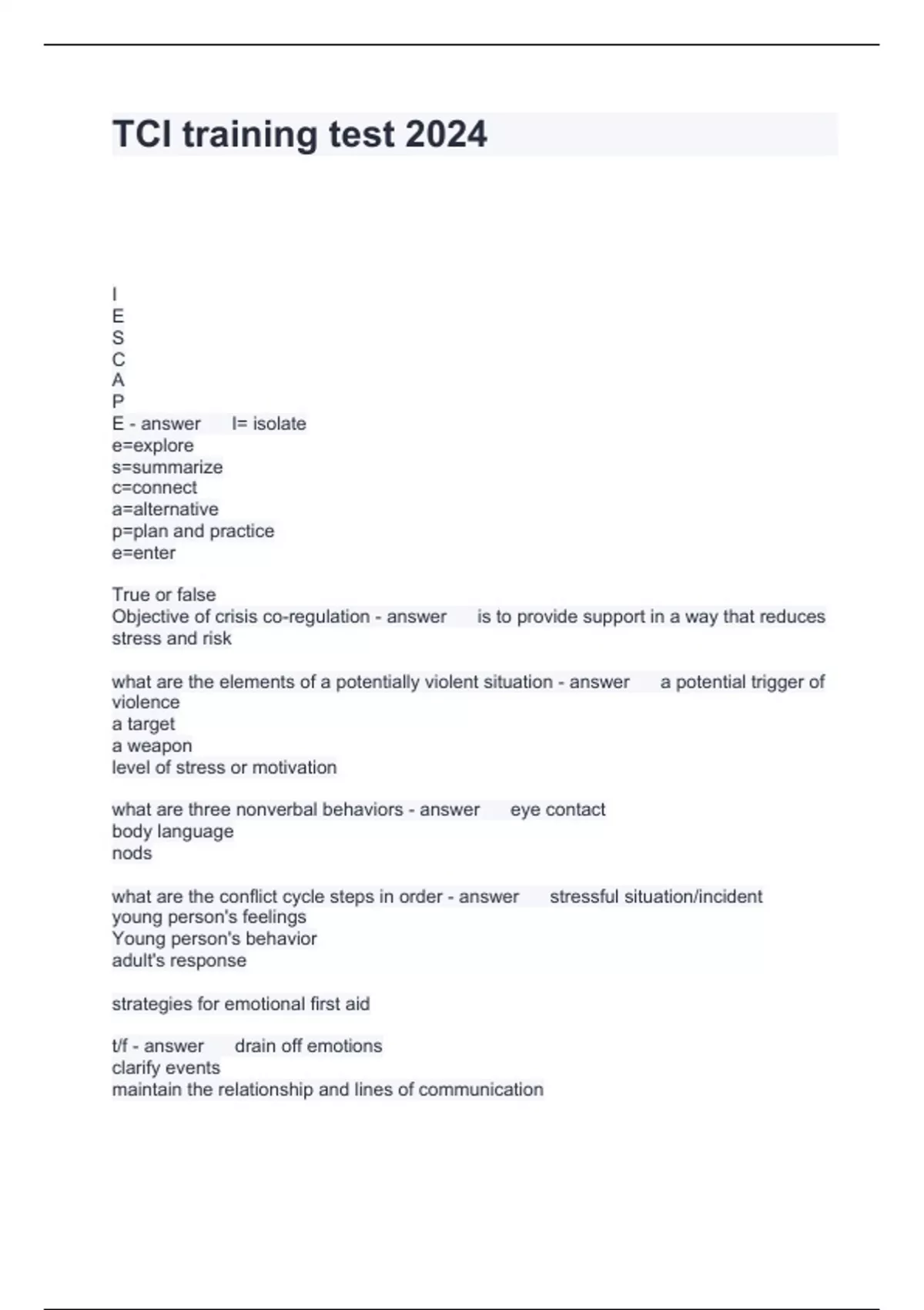 TCI training test 2024 Questions and Answers 100% correct - Tci - Stuvia US