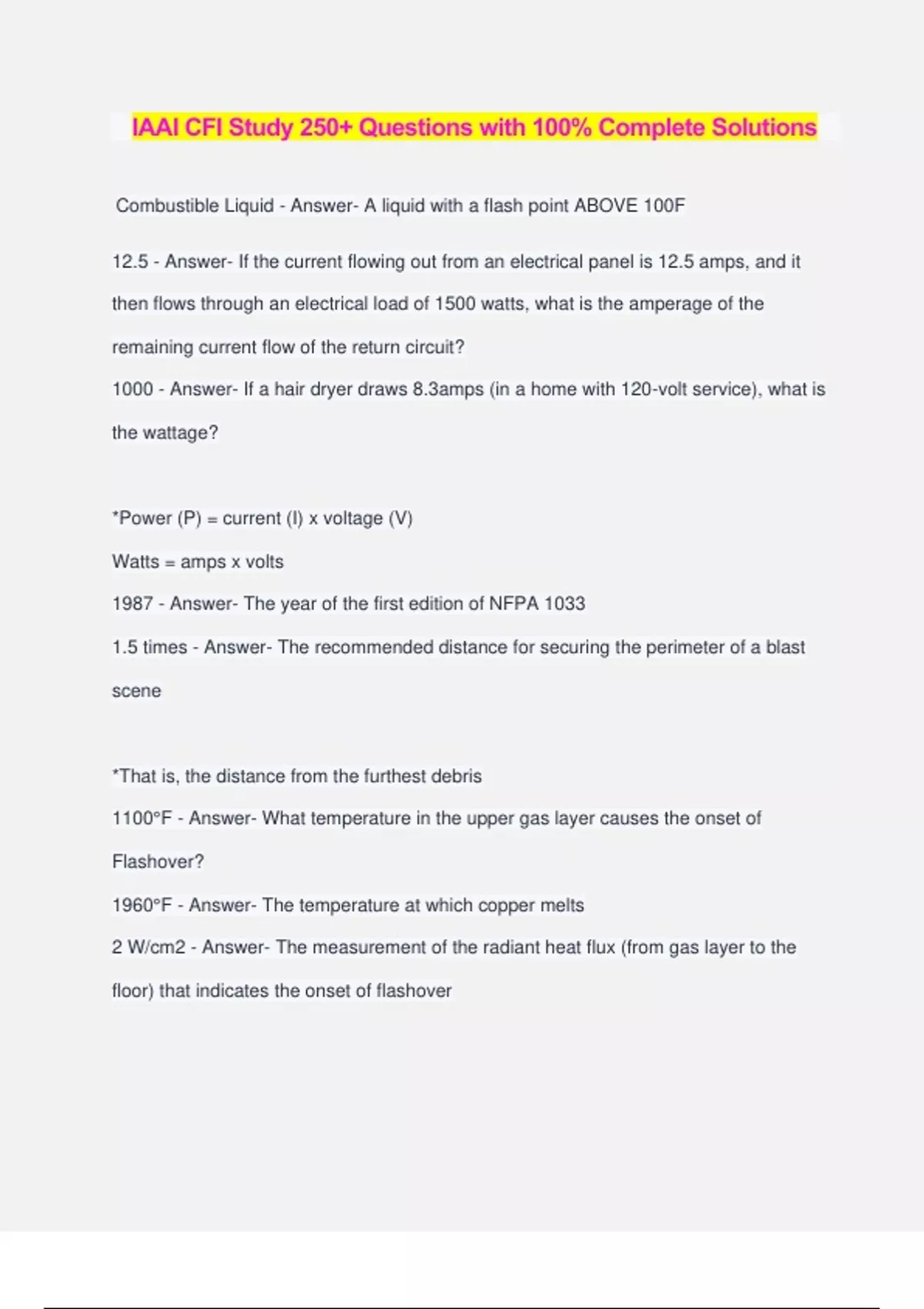 IAAI CFI Study 250+ Questions with 100% Complete Solutions - IAAI CFI ...