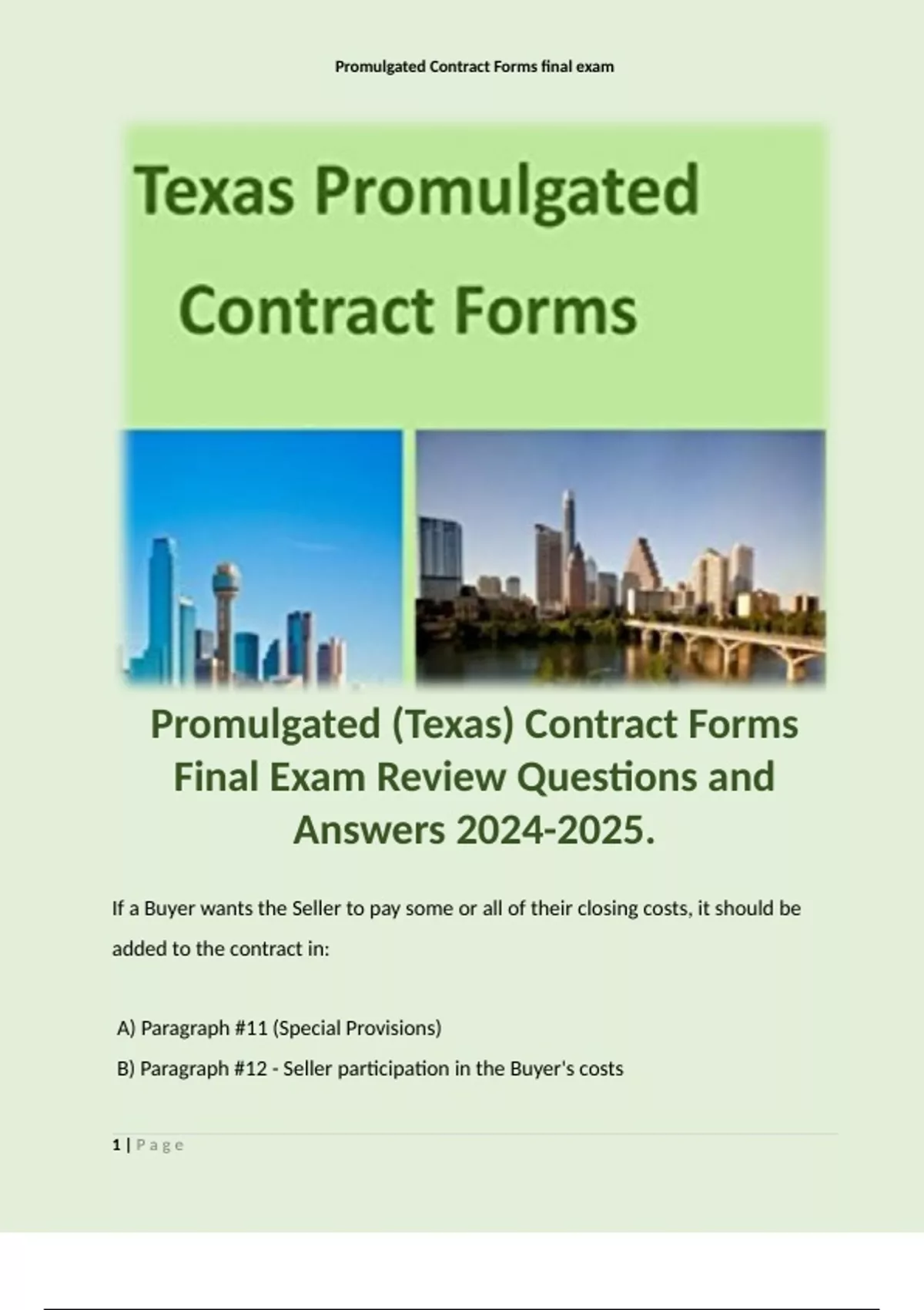 Texas Promulgated Contracts Forms, Bulk pack. - Stuvia US