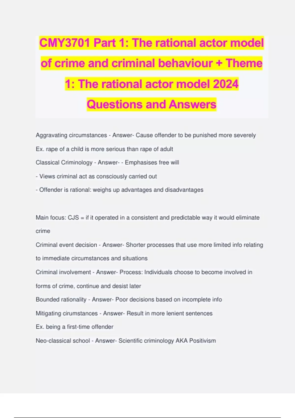 CMY3701 Part 1: The rational actor model of crime and criminal ...