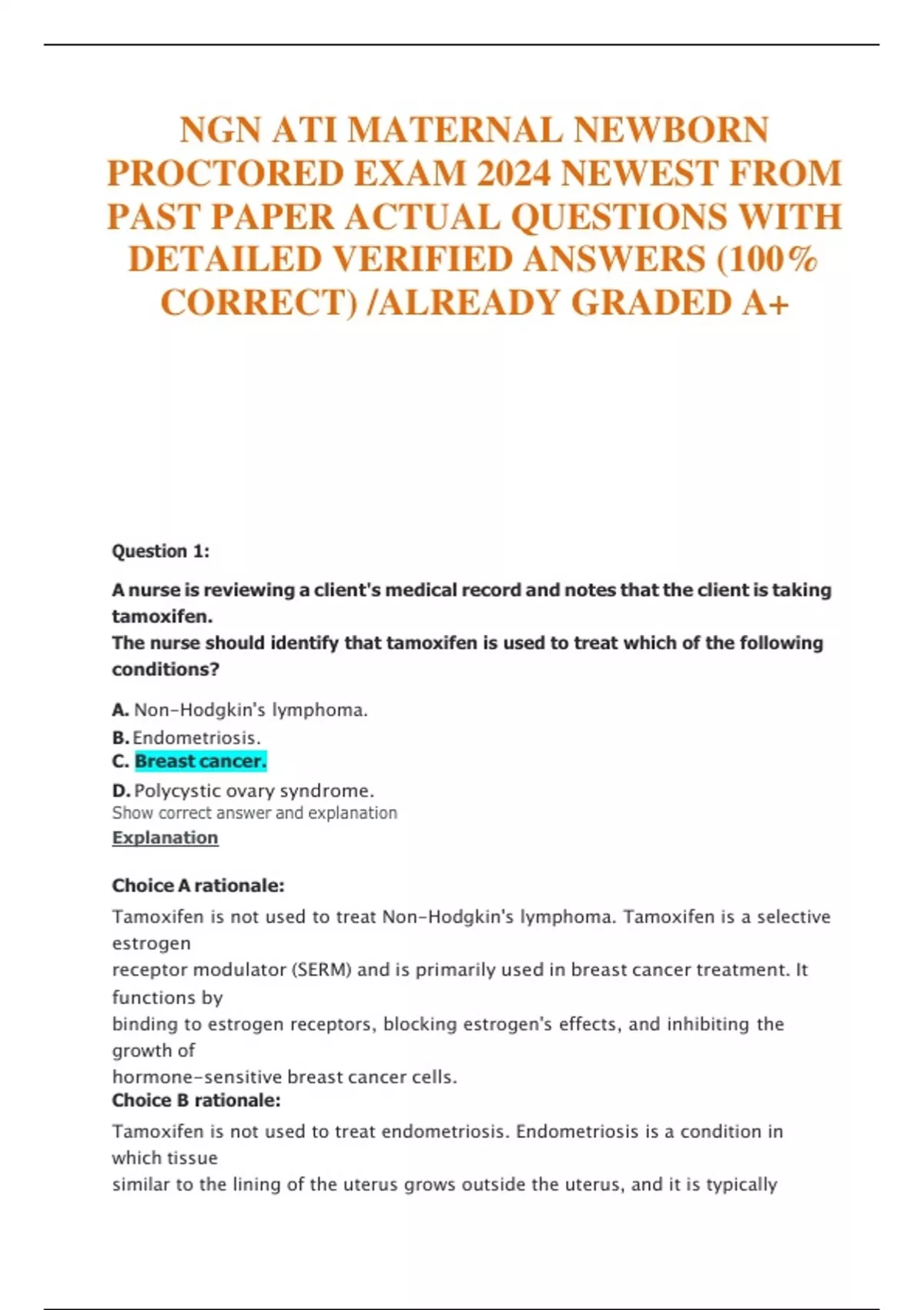 NGN ATI MATERNAL NEWBORN PROCTORED EXAM 2024 NEWEST FROM PAST PAPER ...