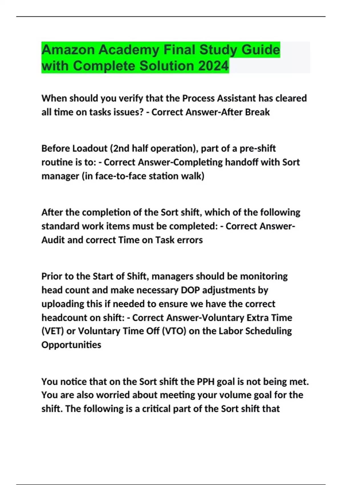 Amazon Academy Final Study Guide with Complete Solution 2024 - Amazon ...