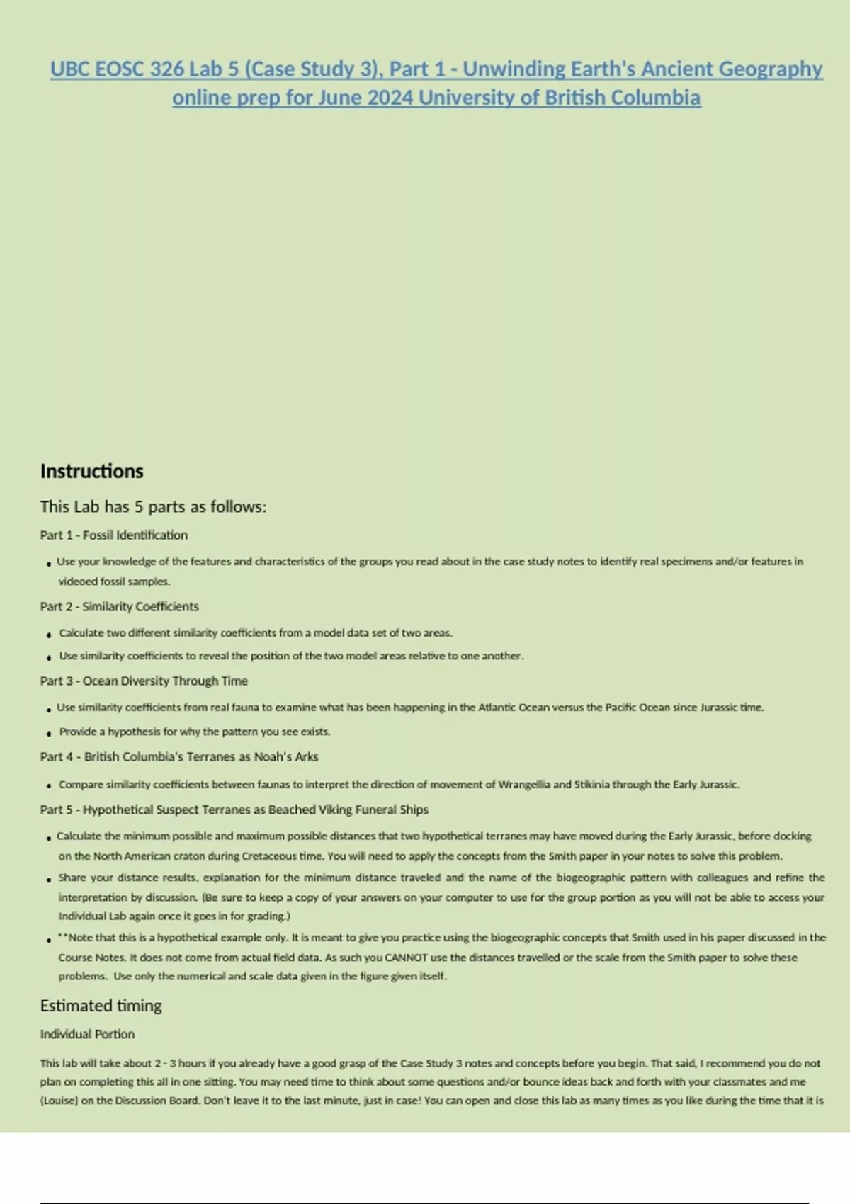 UBC EOSC 326 |Lab 5 |Case Study 3| Part 1 - Unwinding Earth's Ancient Geography online prep for ...