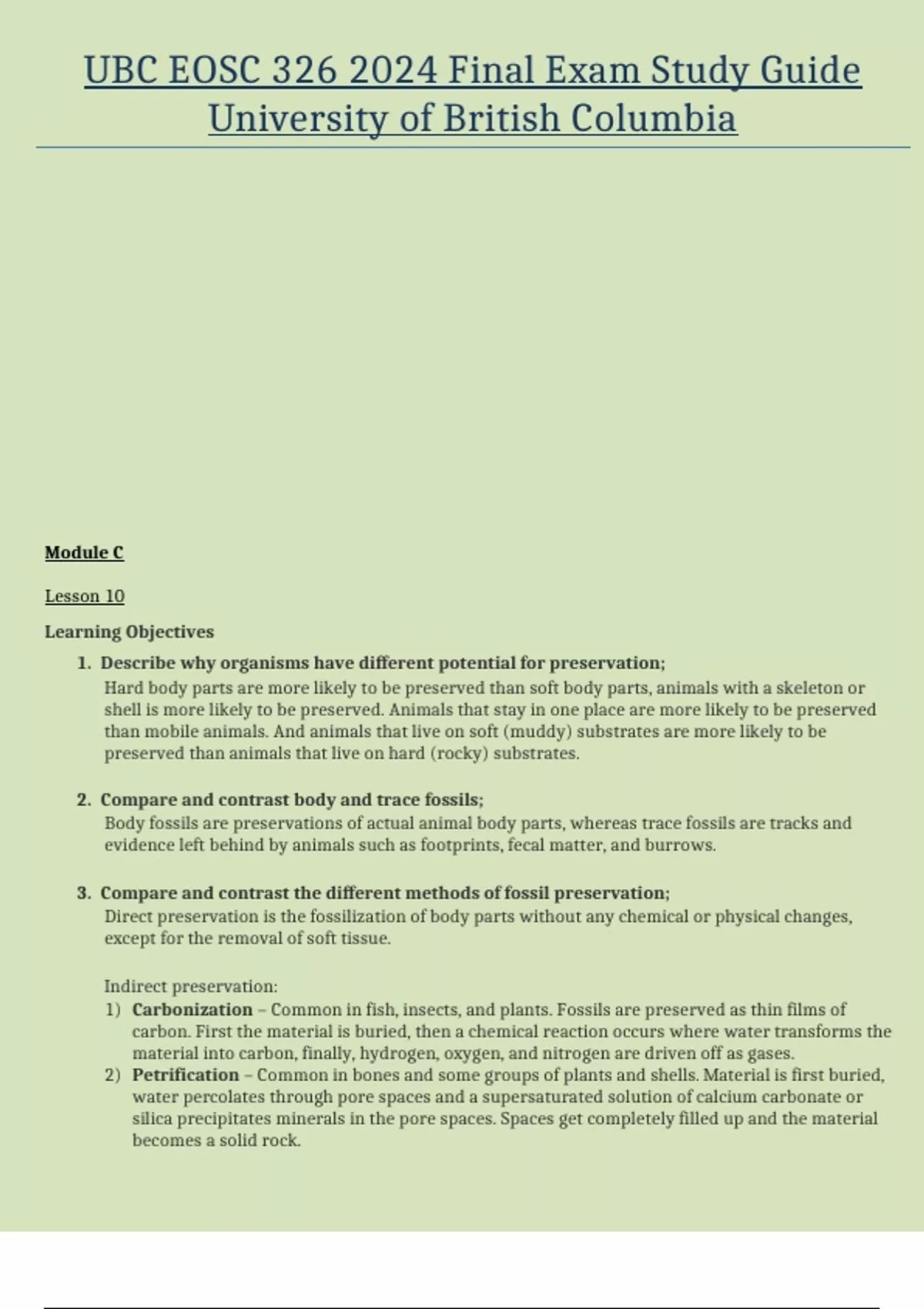 UBC EOSC 326| 2024 Final Exam| Study Guide University of British ...