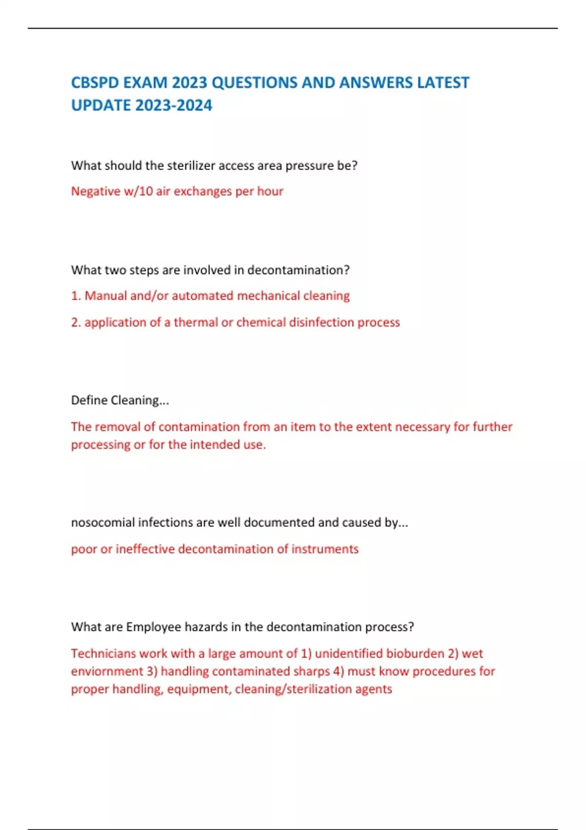 CBSPD EXAM 2023 QUESTIONS AND ANSWERS LATEST UPDATE - CBSPD - Stuvia US