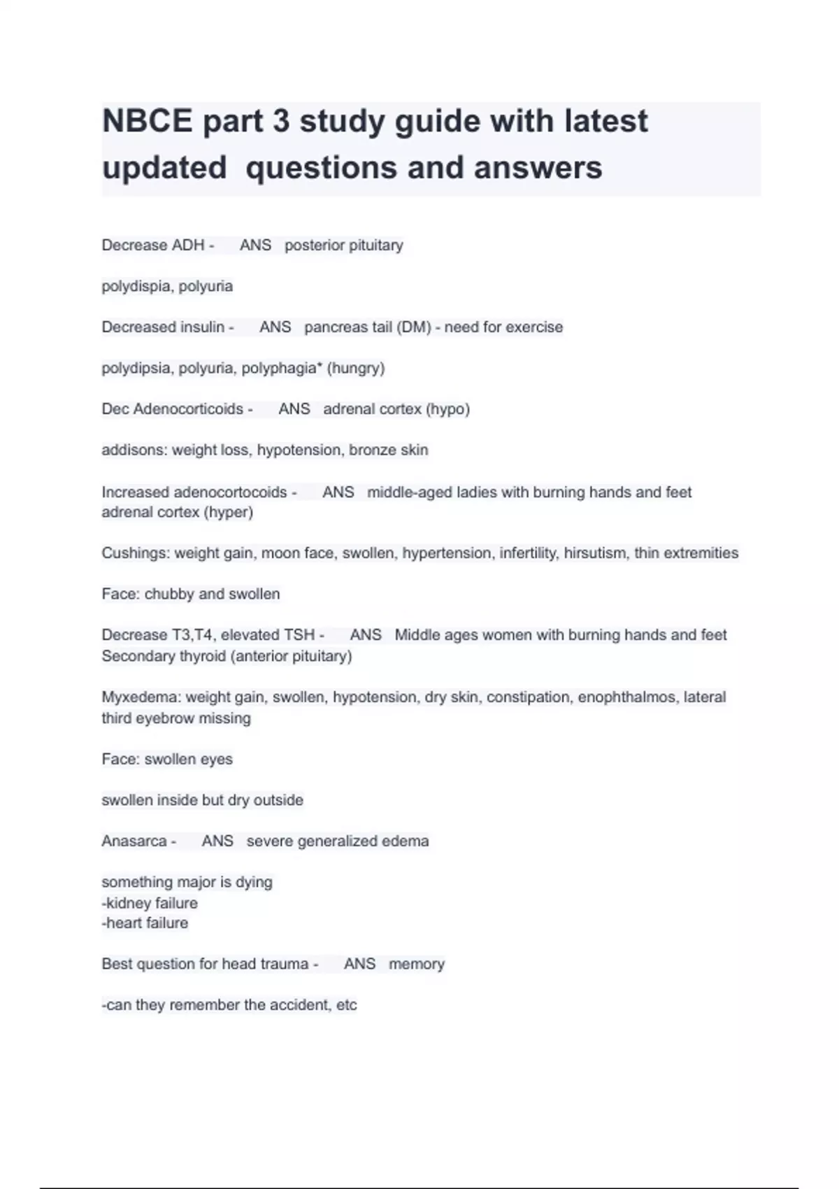 NBCE part 3 study guide with latest updated questions and answers ...