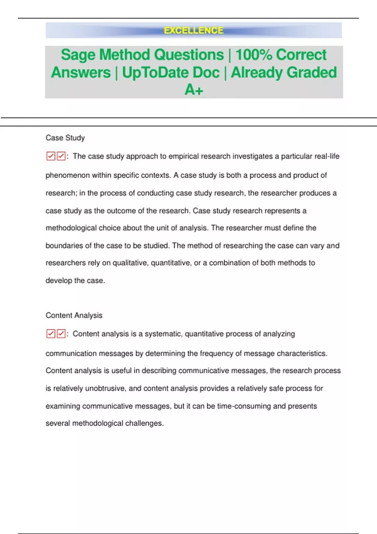 Sage Method Questions | 100% Correct Answers | UpToDate Doc | Already ...