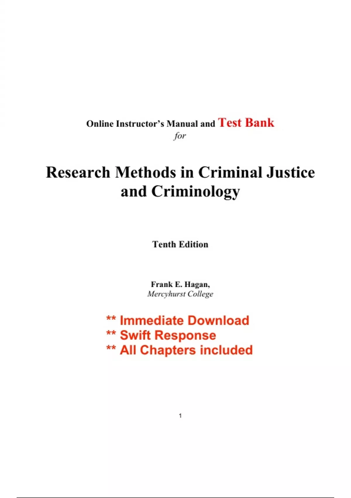 Test Bank for Research Methods in Criminal Justice and Criminology ...