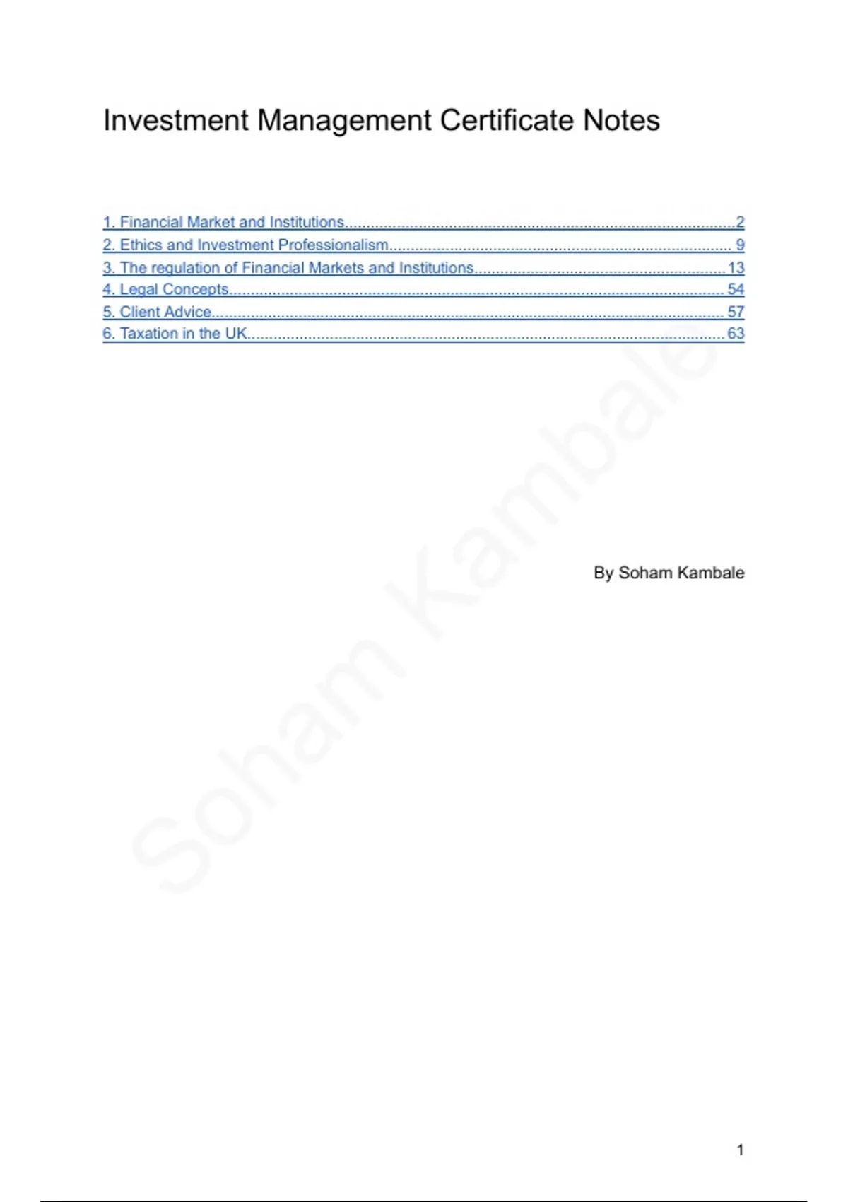 Summary CFA IMC UNIT 1 notes - CFA Investment Management Certificate ...