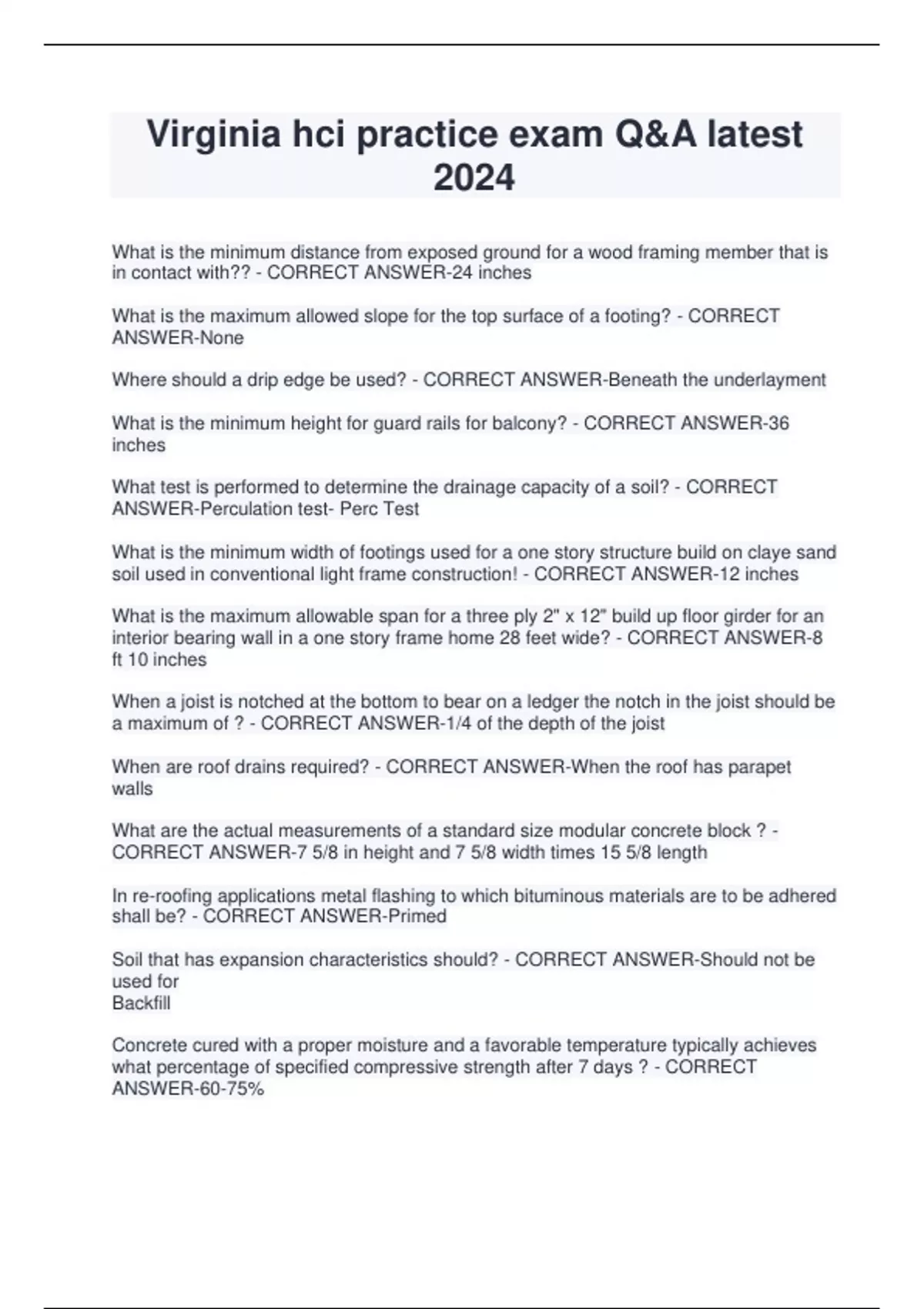 Virginia hci practice exam Q&A latest 2024 - Virginia hci - Stuvia US