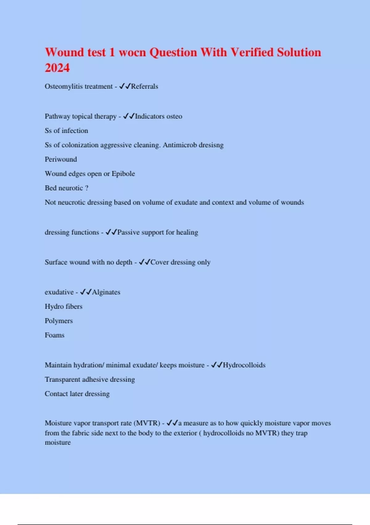 Bundle Information::WOCN Wound Exams 2024/2025 Compilation with ...