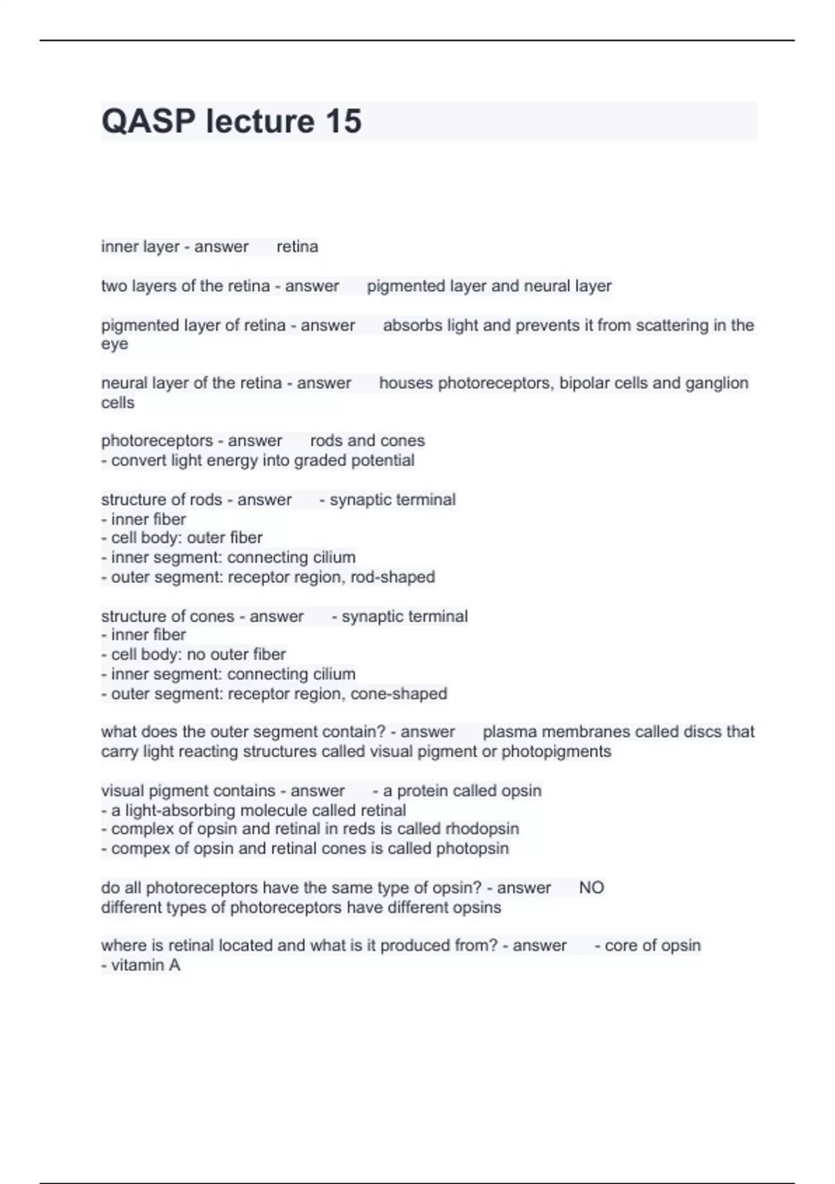 QASP lecture 15 Questions with correct Answers 2024 - QASP-S - Stuvia US