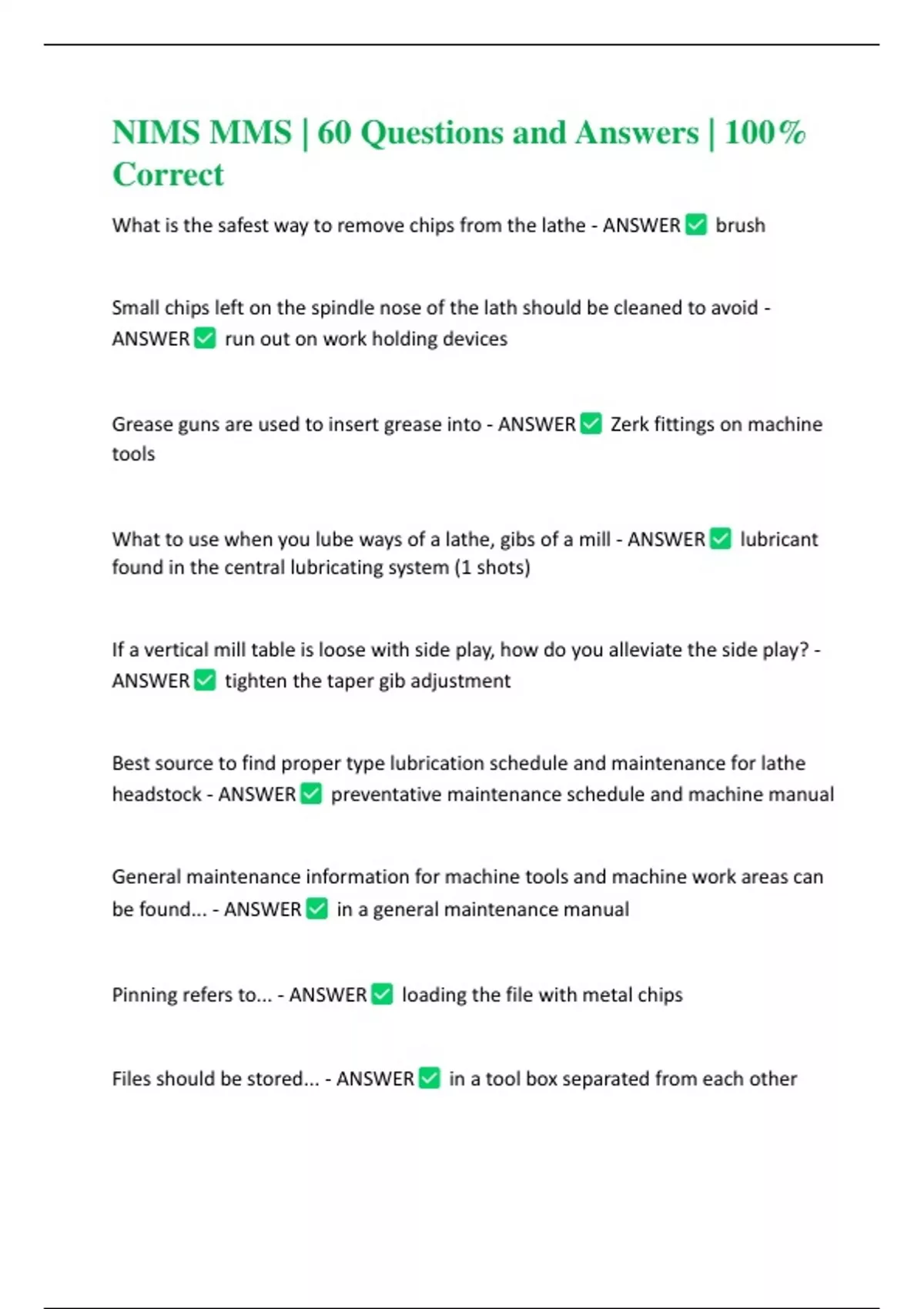 NIMS MMS | 60 Questions and Answers | 100% Correct - NIMS - Stuvia US