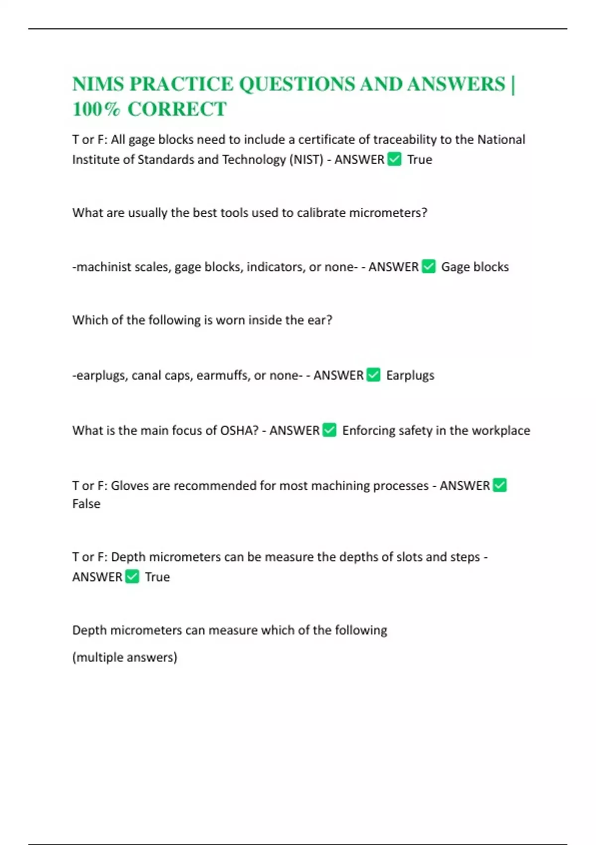 NIMS PRACTICE QUESTIONS AND ANSWERS | 100% CORRECT - NIMS - Stuvia US