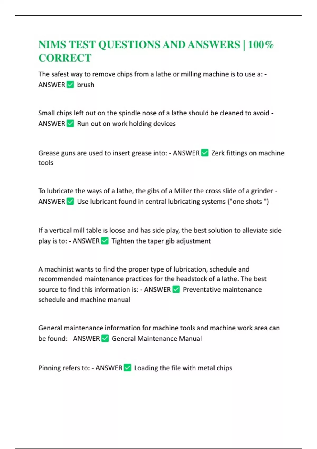 NIMS TEST QUESTIONS AND ANSWERS | 100% CORRECT - NIMS - Stuvia US