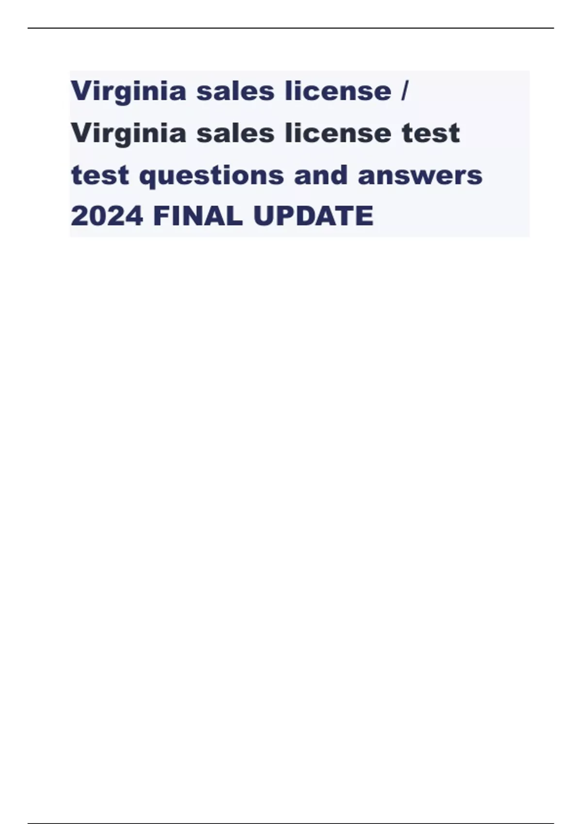 Virginia sales license / Virginia sales license test test questions and ...