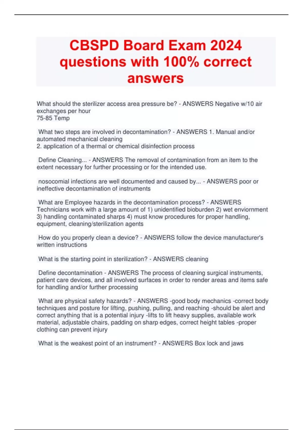 CBSPD Board Exam 2024 questions with 100% correct answers - CBSPD - Stuvia US