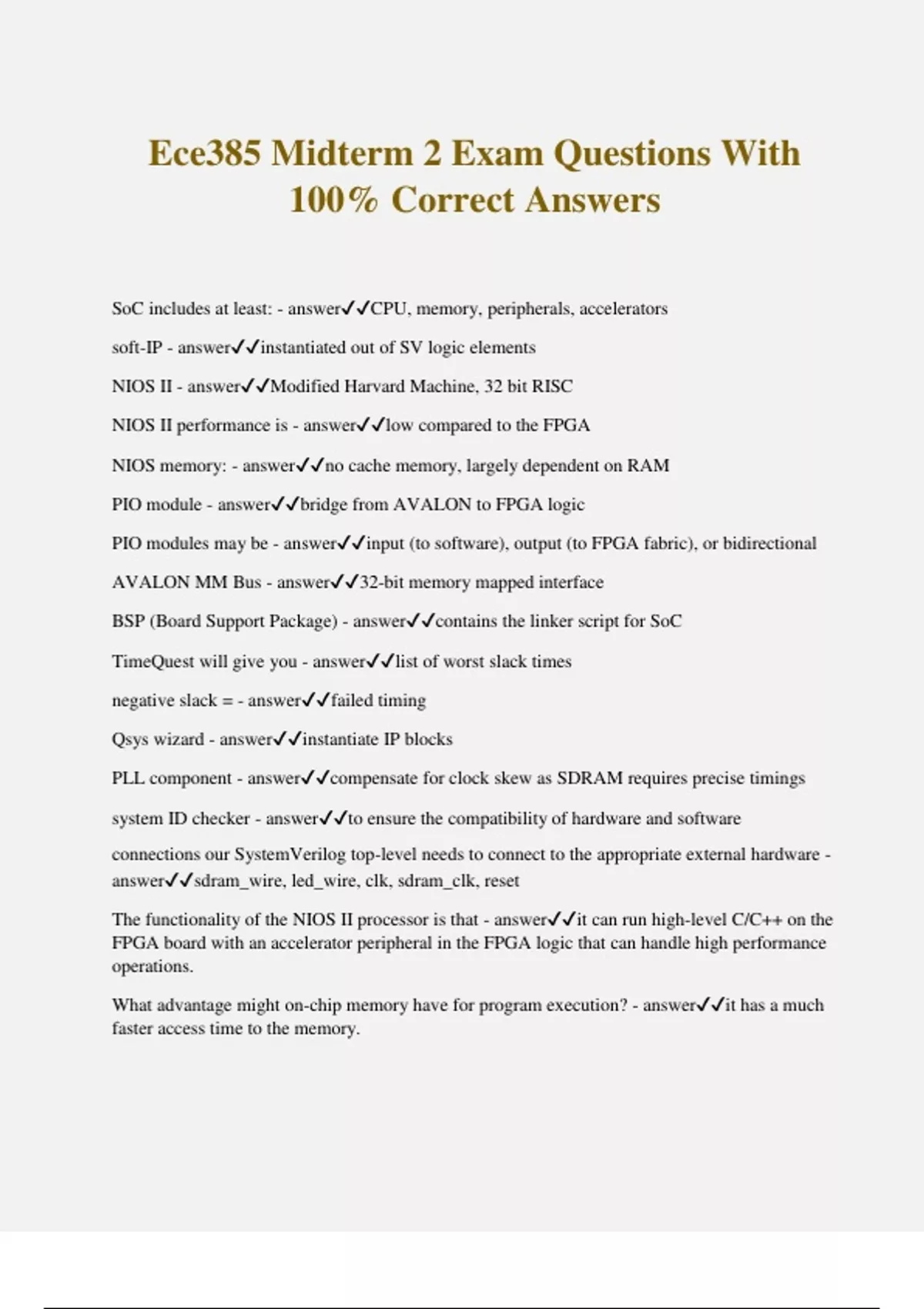 Ece385 Midterm 2 Exam Questions With 100% Correct Answers - ECE - Stuvia US
