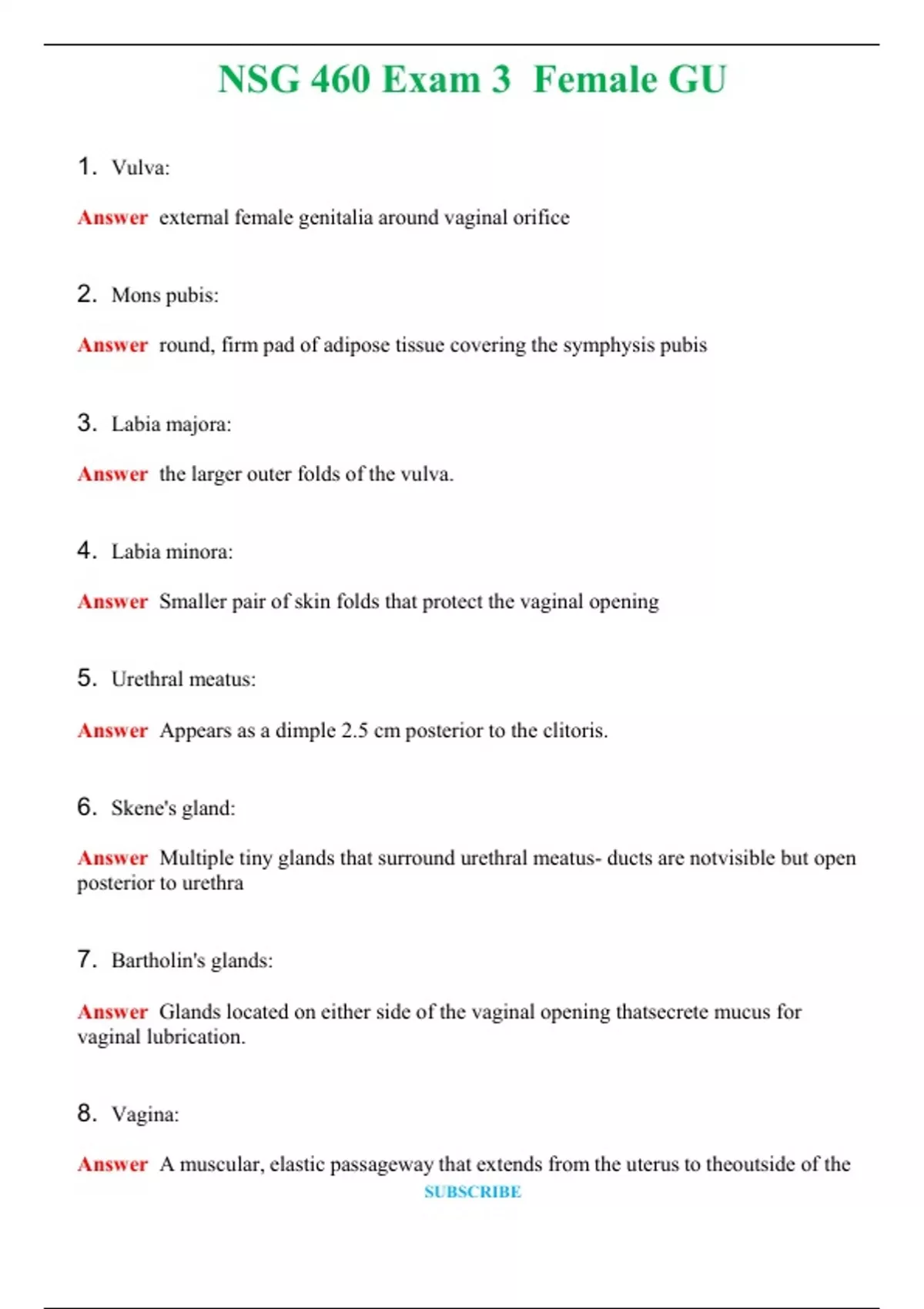 NSG 460 BUNDLE Exam 3 - Female GU, WVUSON, Final 3 | A+ Rated Guide ...