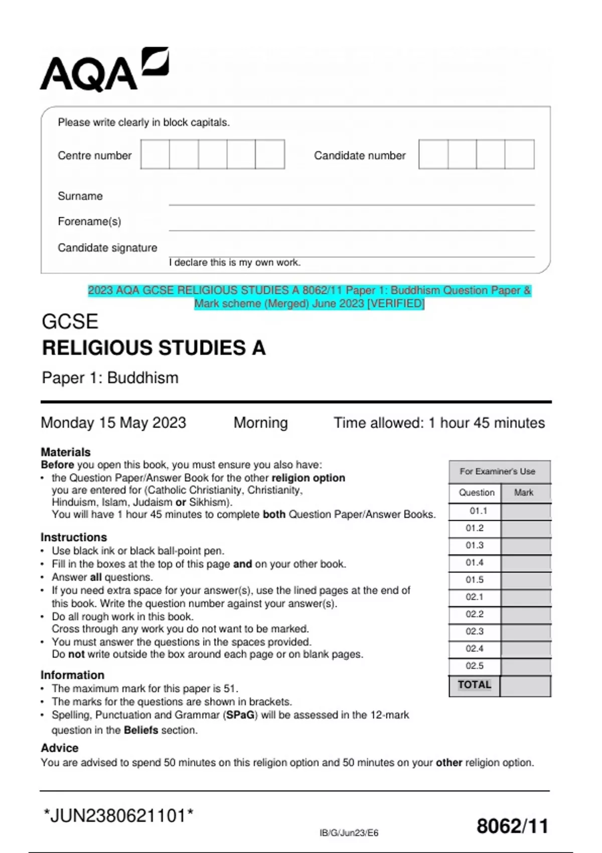Aqa Gcse Religious Studies – Aqa Gcse Rs Past Papers – AJRUZ