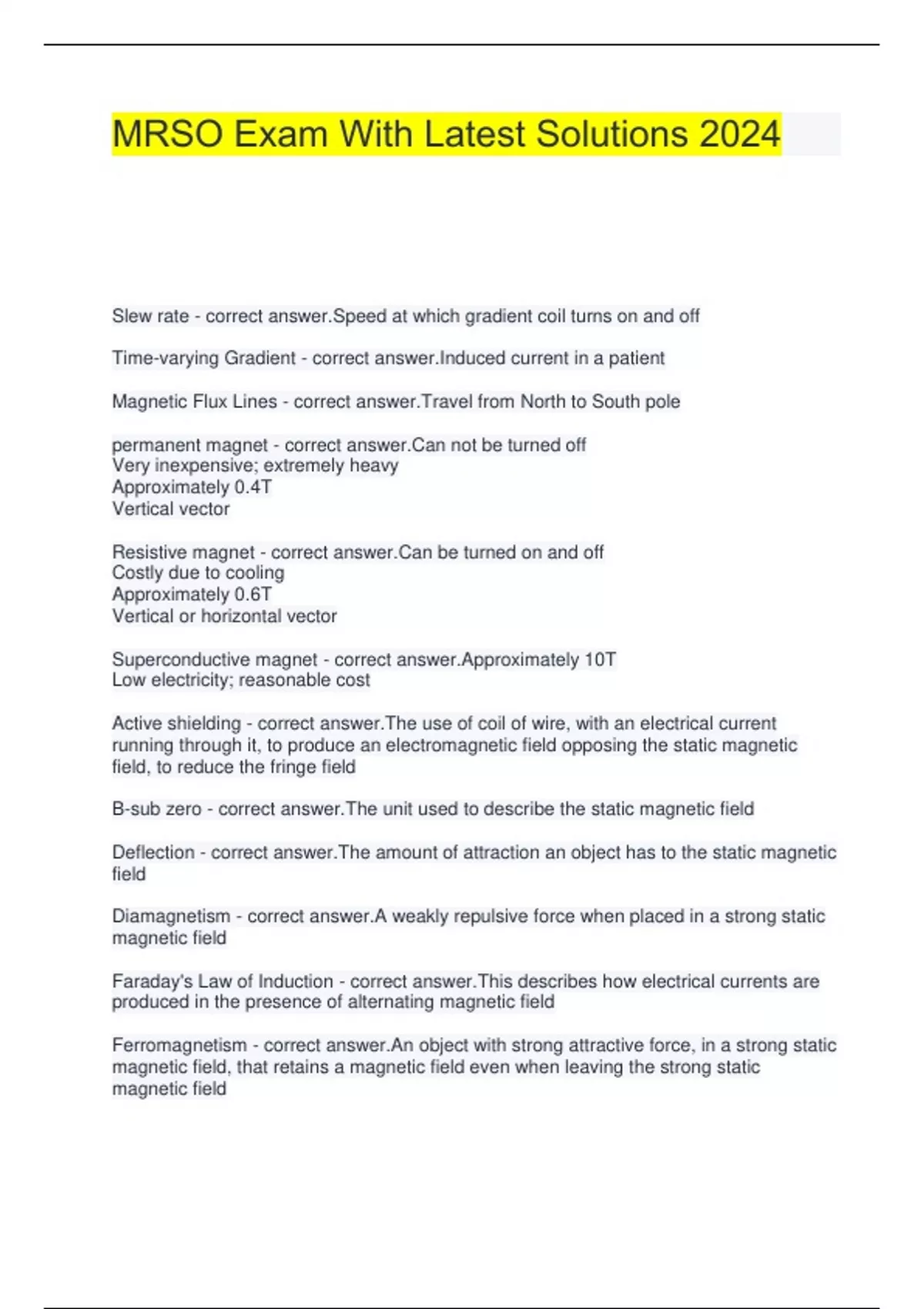 MRSO Exam With Latest Solutions 2024 - MRSO - Stuvia US