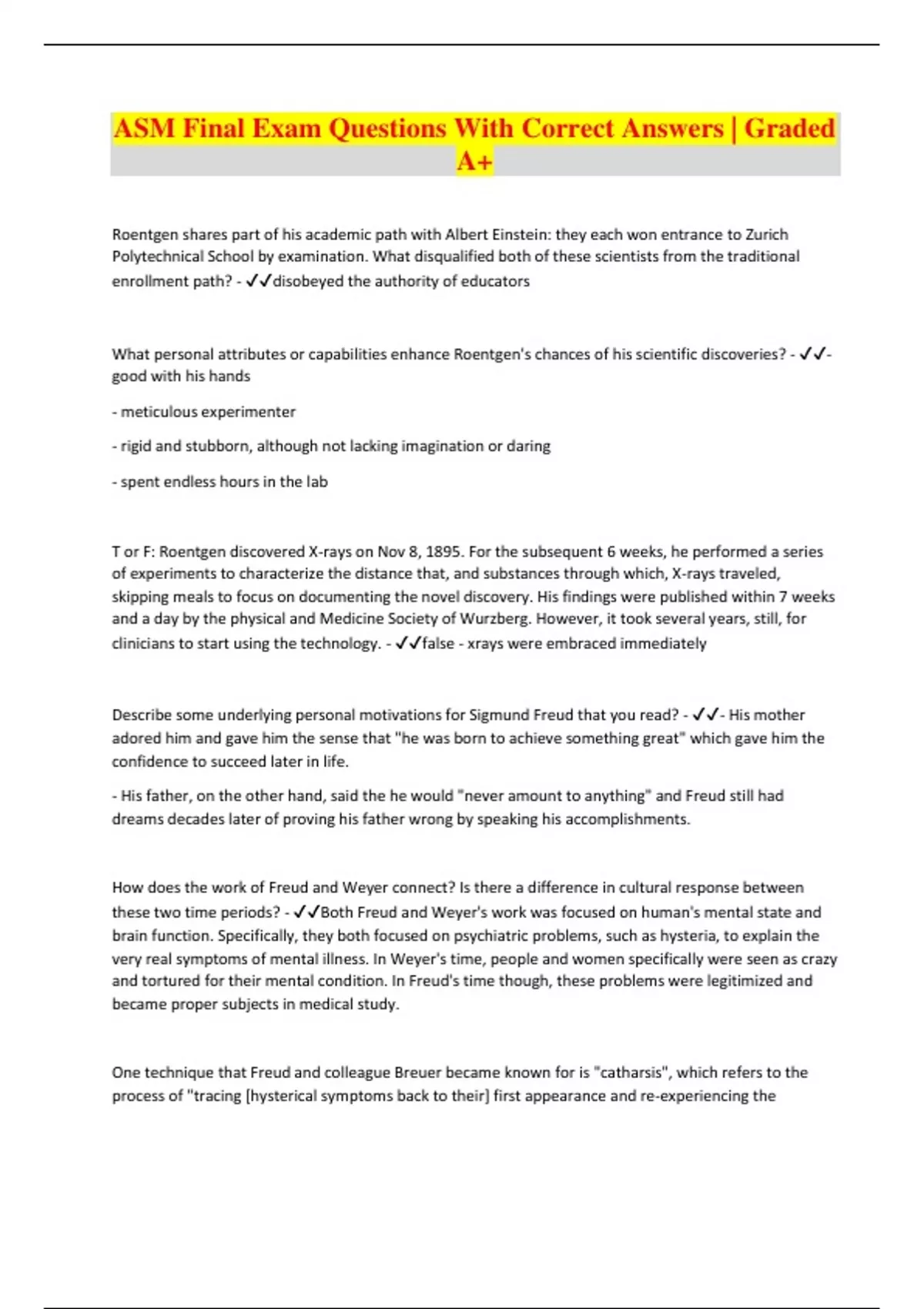 ASM Final Exam Questions With Correct Answers | Graded A+ - ASM - Stuvia US