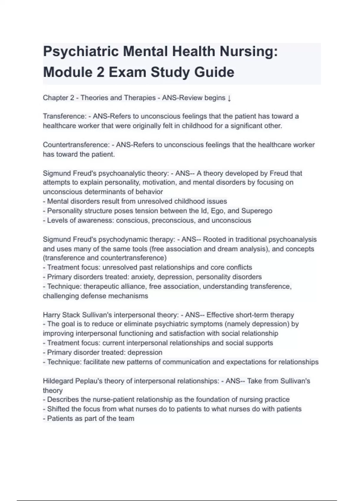 Psychiatric Mental Health Nursing Package 2026/2027 | Test Banks, Study ...
