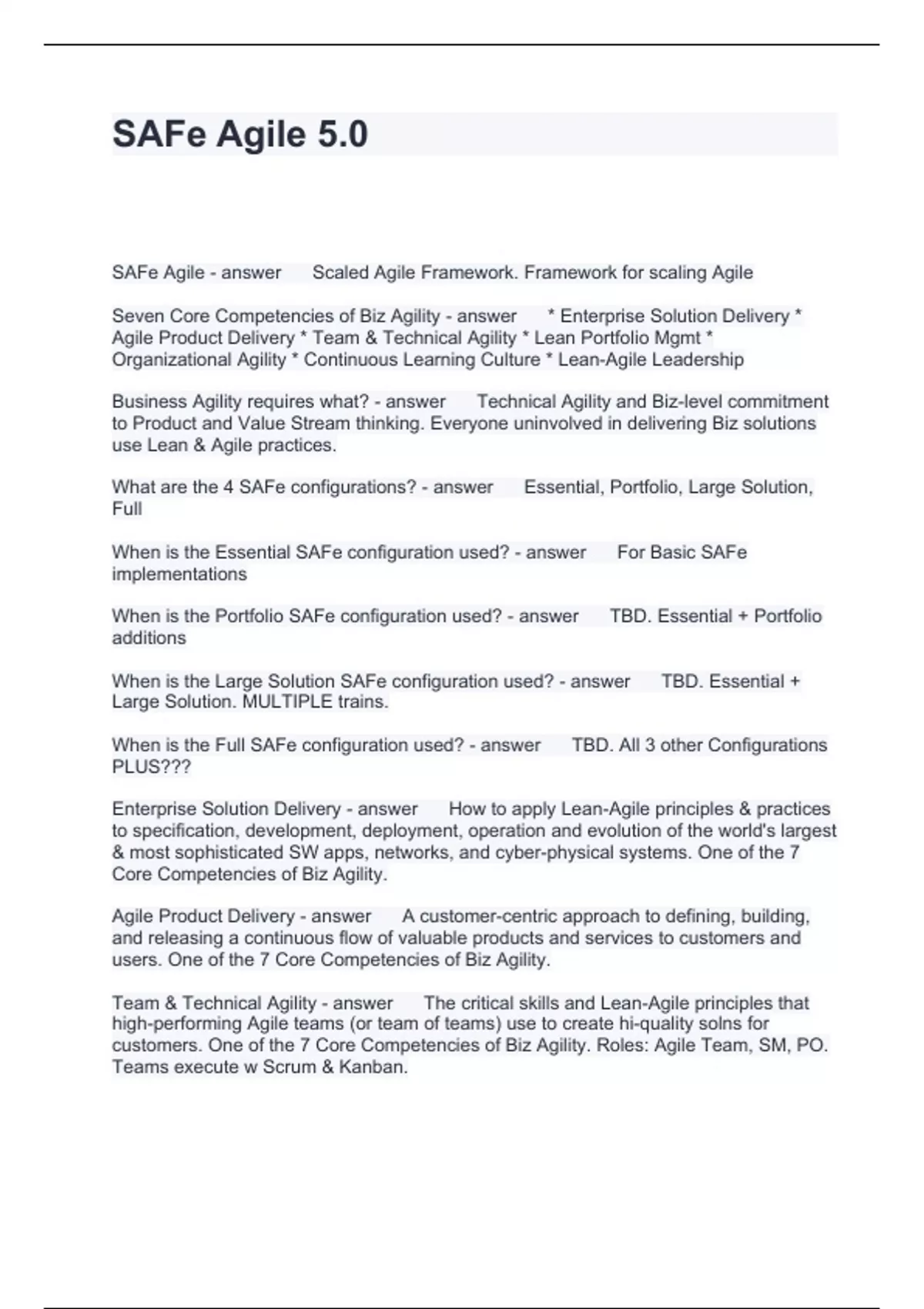 SAFe Agile 5.0 Questions with correct Answers 2024 - Safe Agile - Stuvia US