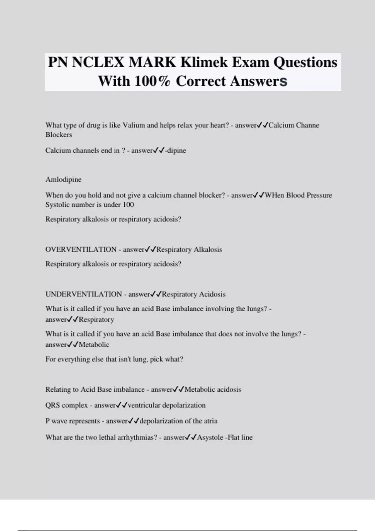 PN NCLEX MARK Klimek Exam Questions With 100% Correct Answers - NCLEX ...