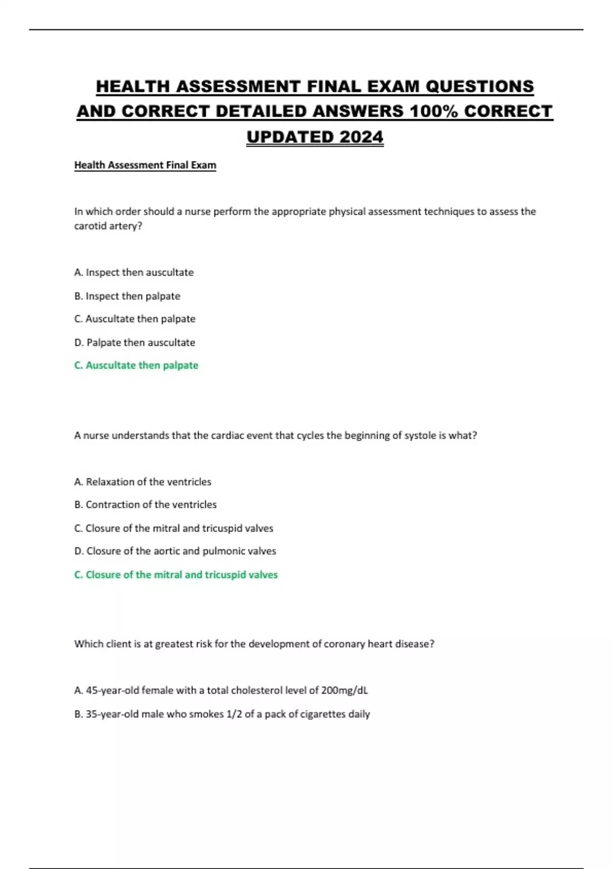 2024 UPDATE SUBASSESSMENT FINAL TEST EXAM QUESTIONS AND VERIFIED ...