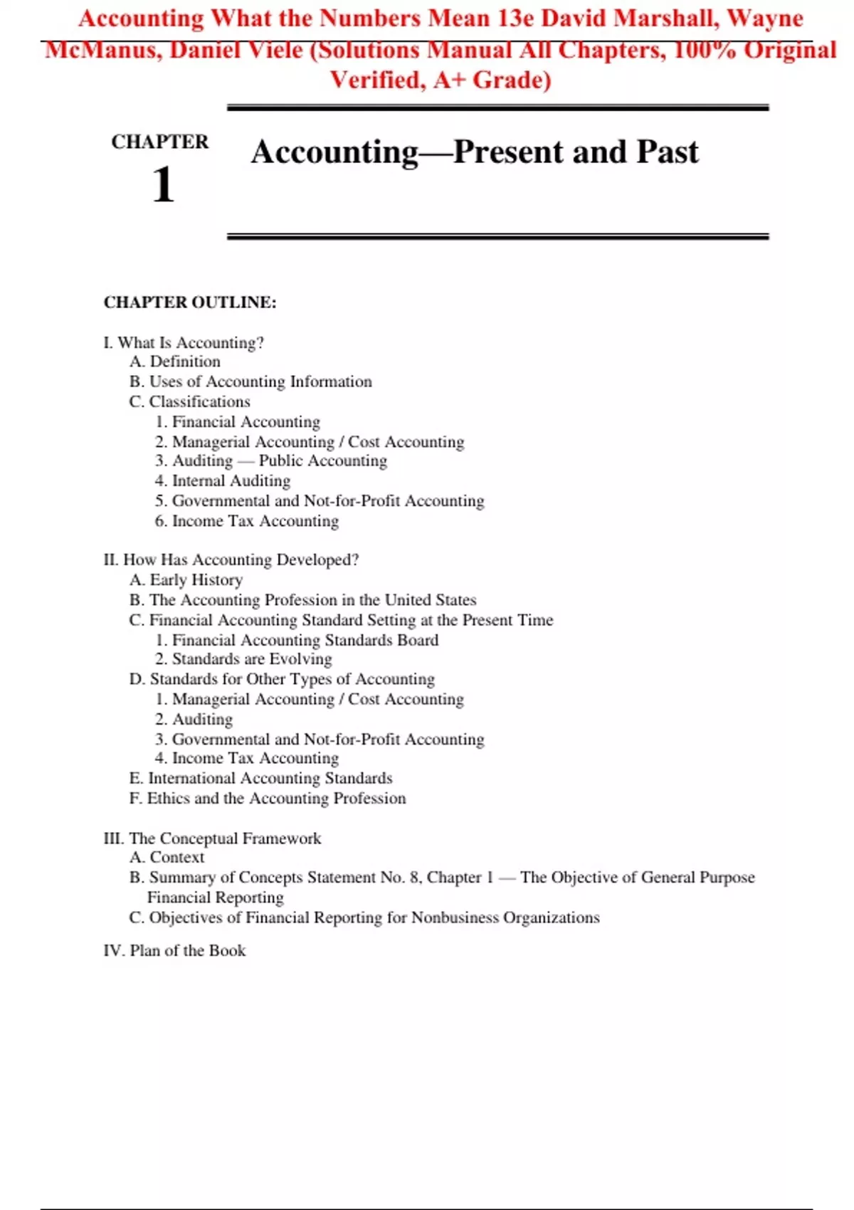Solutions Manual for Accounting What the Numbers Mean 13th Edition By David Marshall, Wayne ...