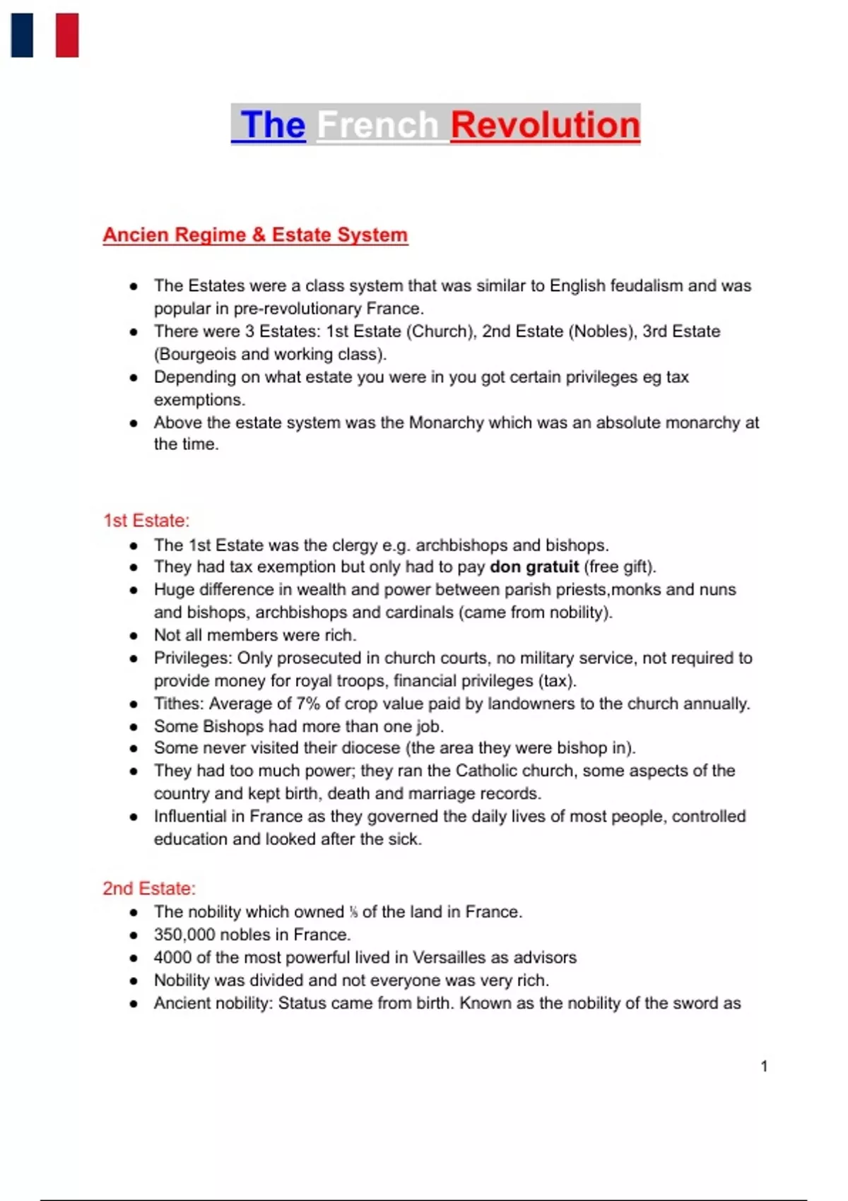 Summary Edexcel History A Level | French Revolution Notes (A* Level ...