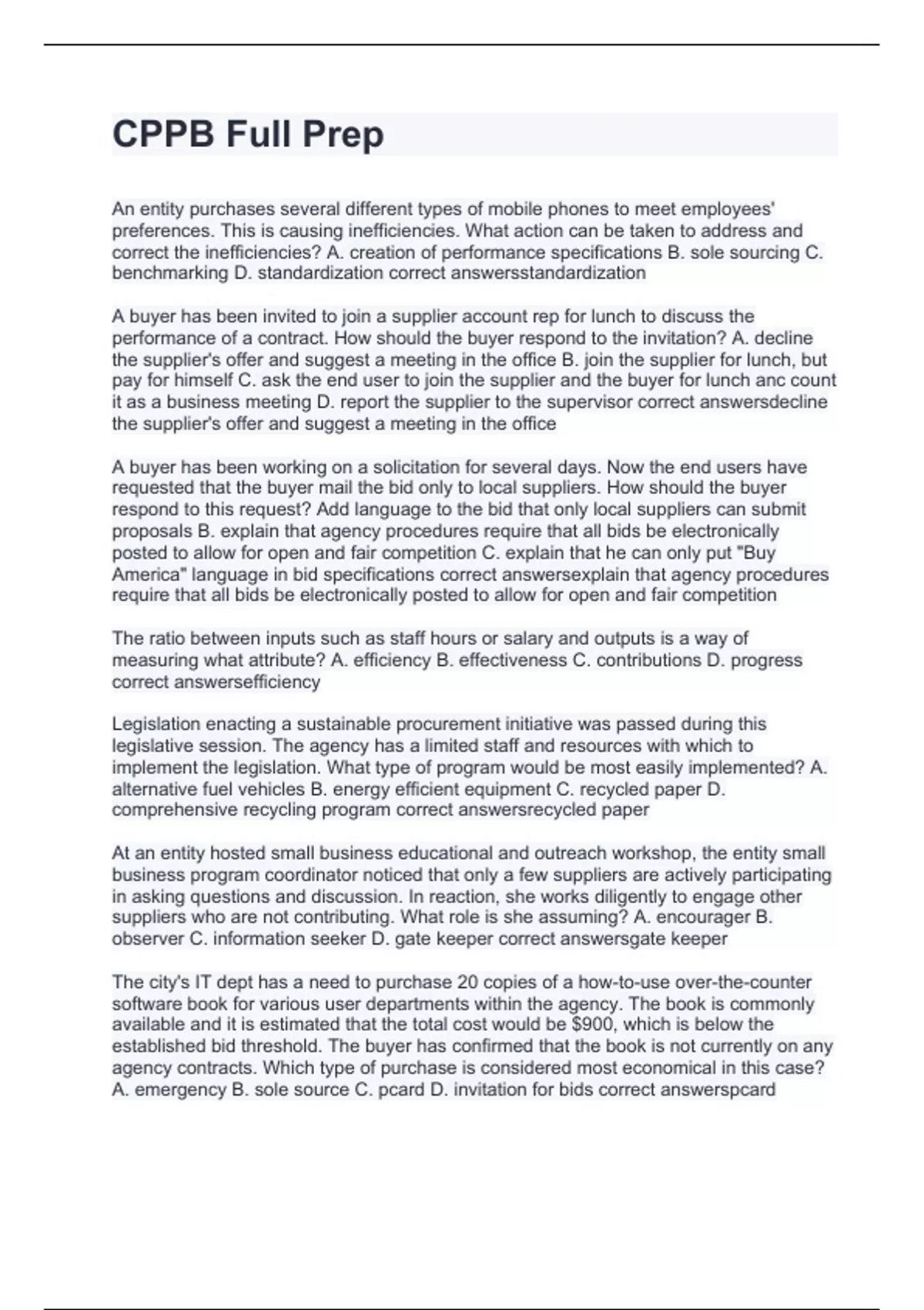 Cppb Full Prep With 100 Perfect Answers 2024 Cppb Full Prep Stuvia Us