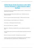 CHAA Study Guide Questions with 100% Correct Answers | Latest Version ...