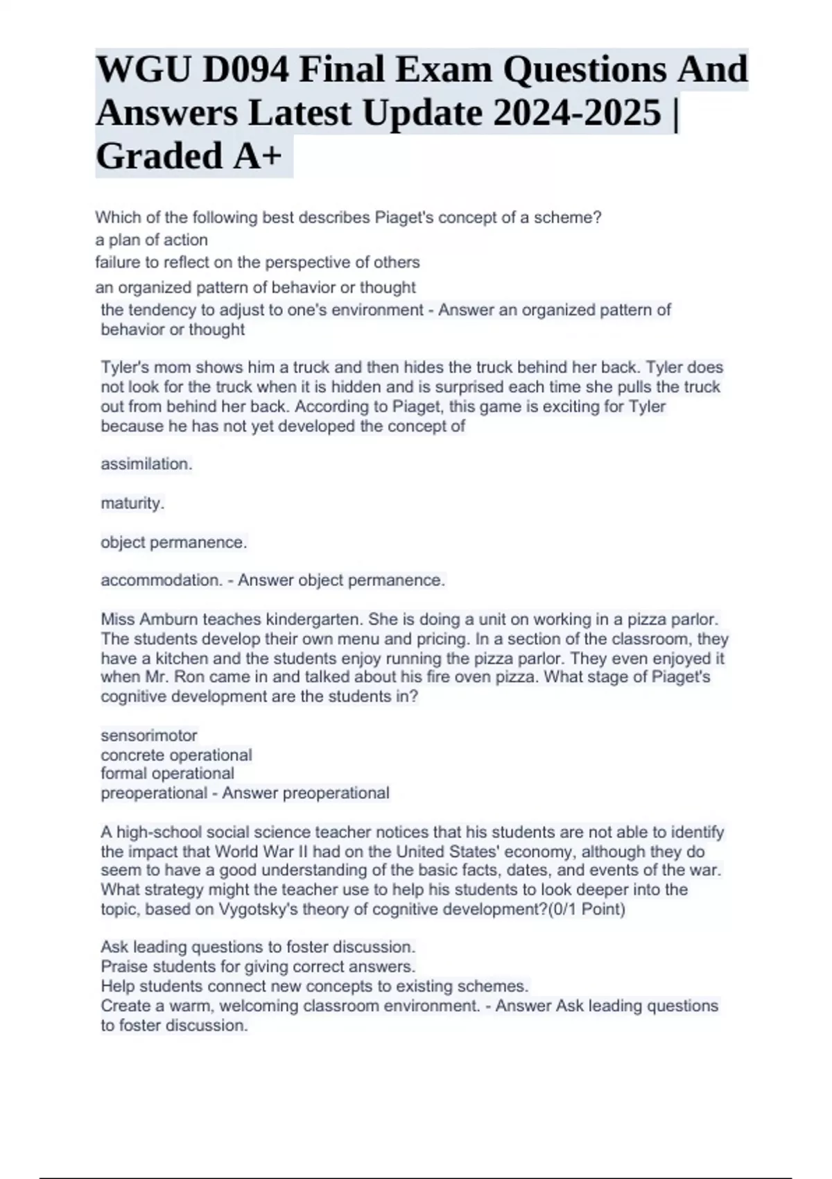 WGU D094 Final Exam Questions And Answers Latest Update Graded A+ ...