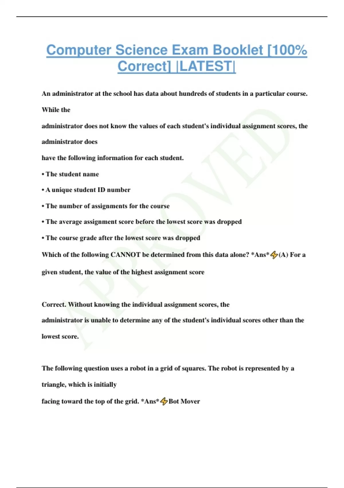 Computer Science Exam Booklet [100% Correct] |LATEST| - NIMS - Stuvia US